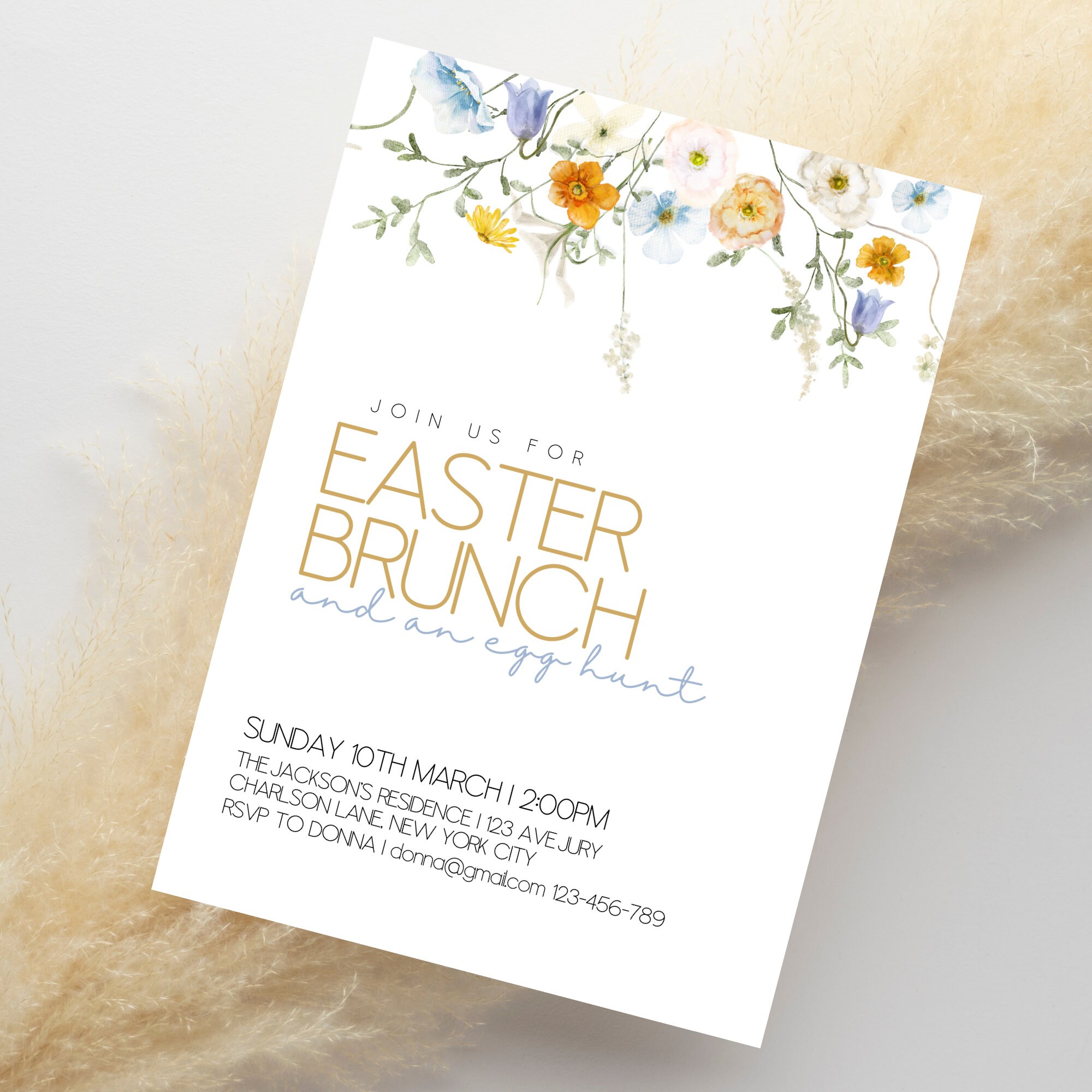 Easter Brunch Invitation Template Easter Invite, Brunch and Egg Hunt ...