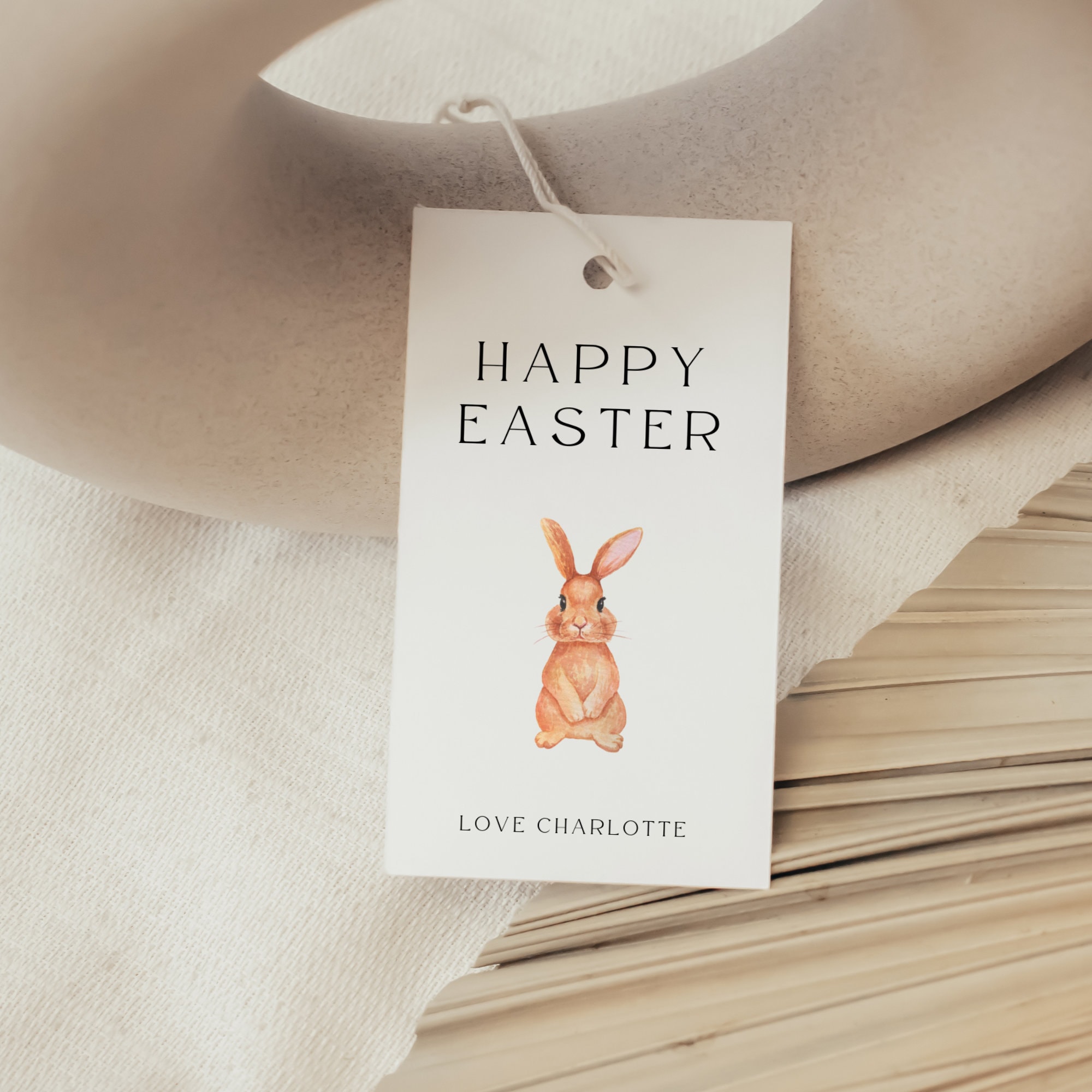 Minimalistic Easter Gift Tag Template - Easter Gift Tag, Treat Bag Tag ...