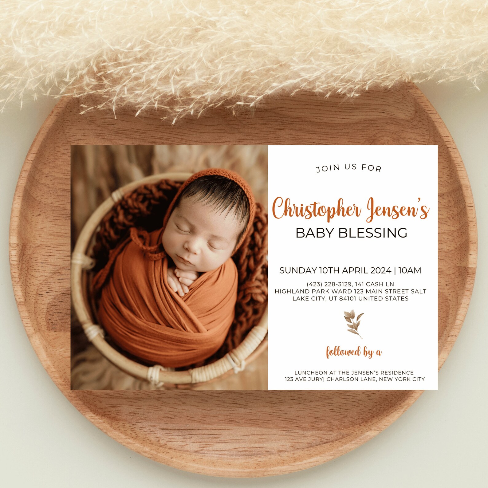 Minimalistic LDS Baby Blessing Christening Baptism Editable Invite ...