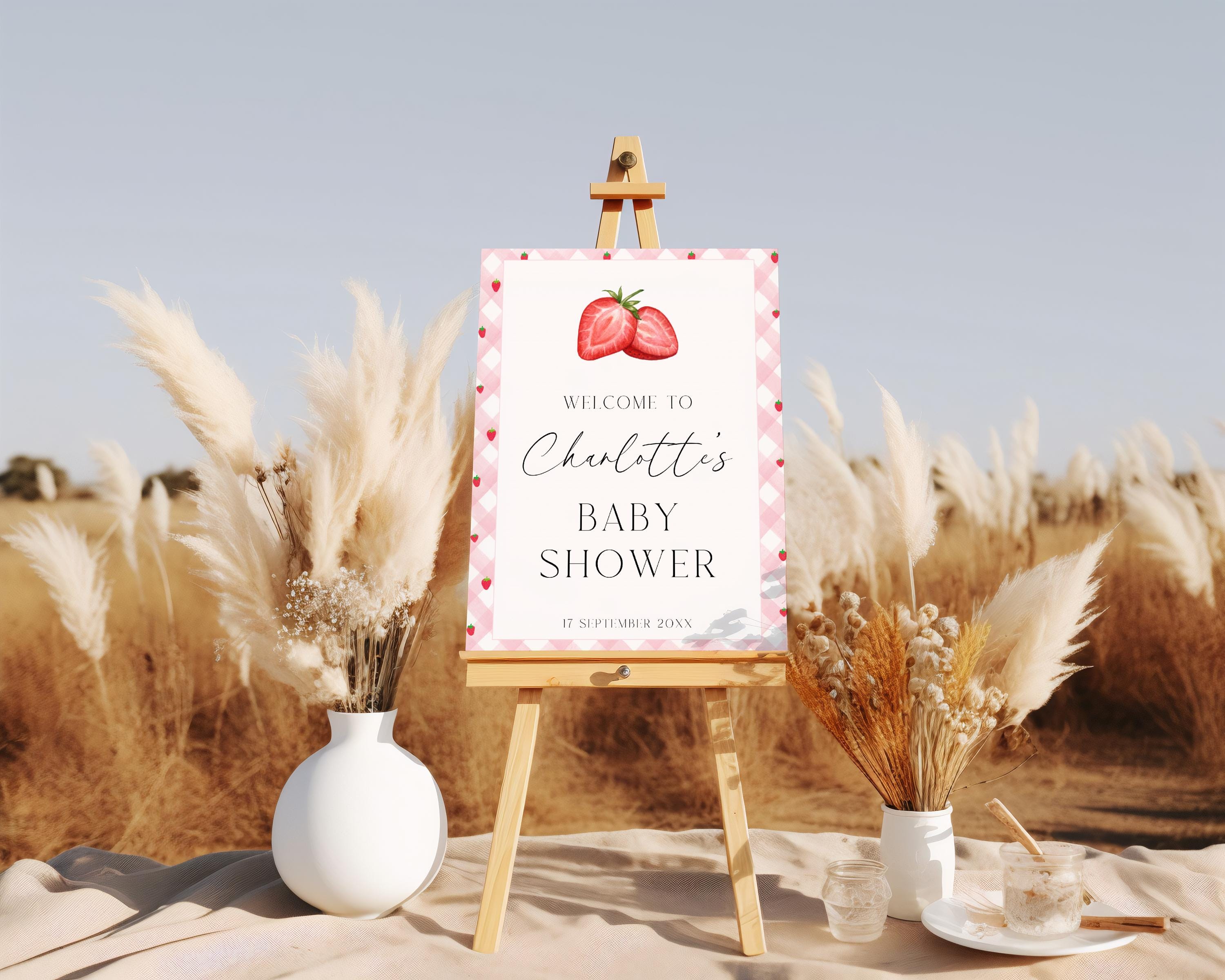 Berry Sweet Baby Shower Welcome Sign, Berry Themed Baby Shower Sign ...