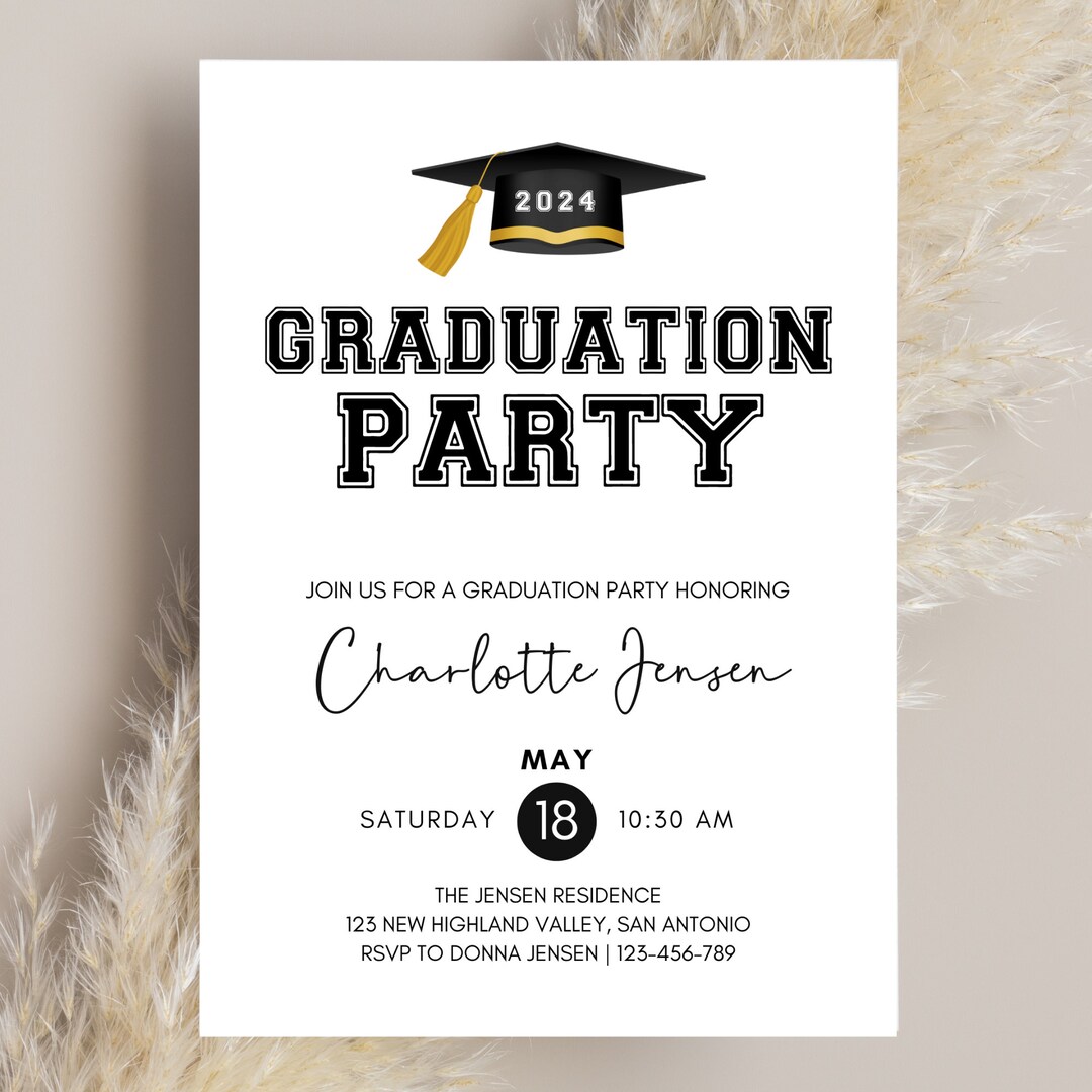 Minimalistic Graduation Party Invitation - Senior Announcement, Grad ...