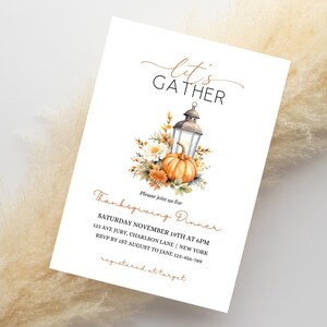Thanksgiving Dinner Invitation Template Autumn Gathering Editable Fall ...