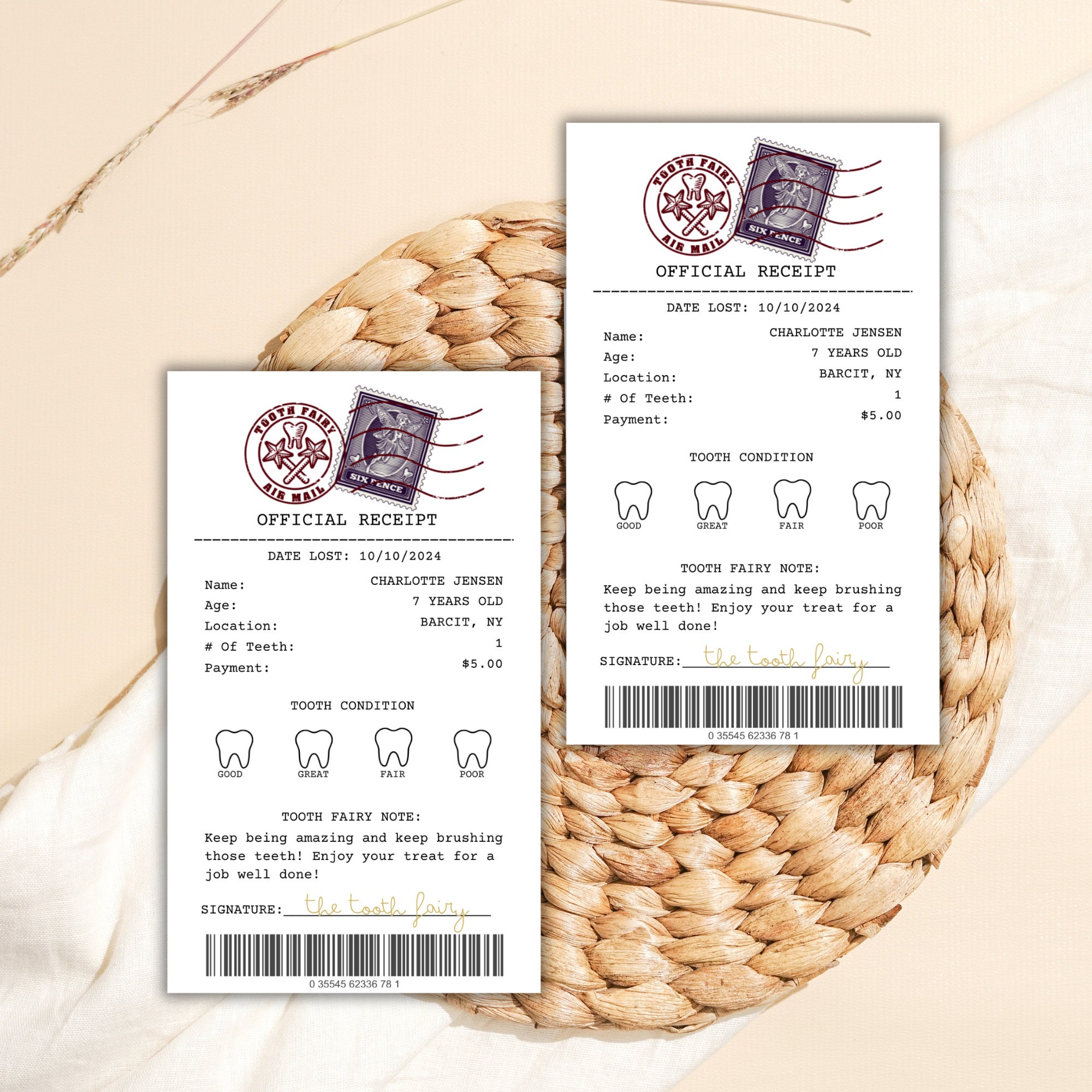 Tooth Fairy Letter & Receipt Templates - Editable Canva Templates ...