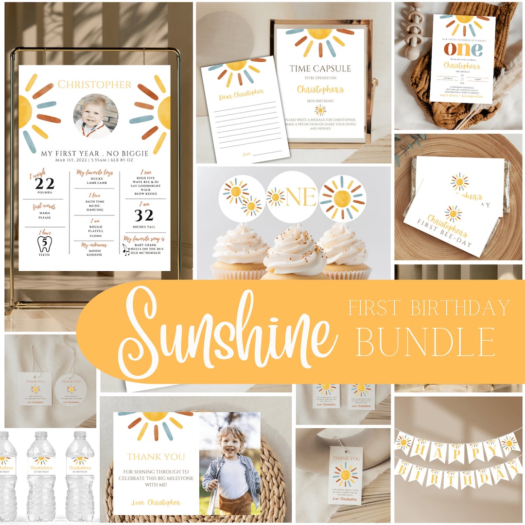 Sunshine First Birthday Bundle - 'you Are My Sunshine' Themed First ...