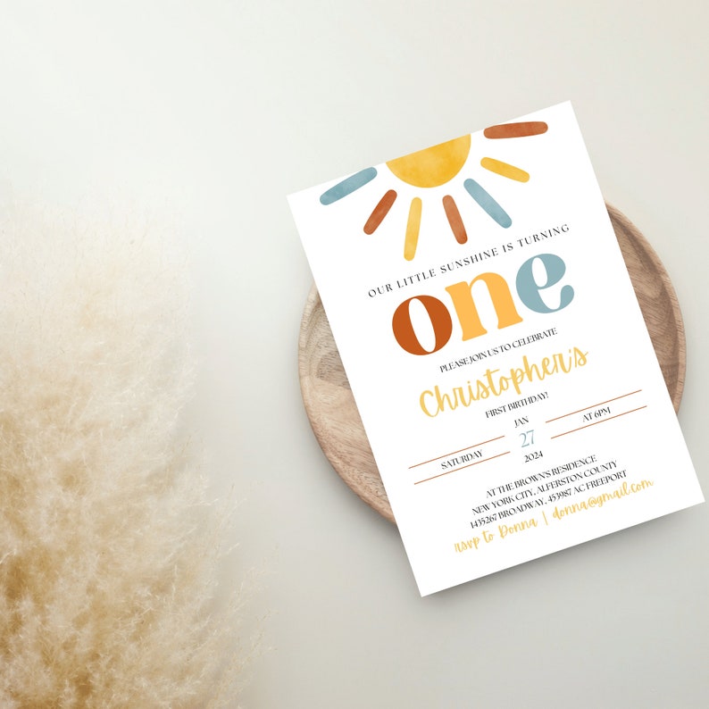 Sunshine First Birthday Invite 'you Are My Sunshine' Themed First ...