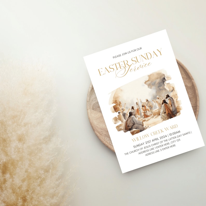 LDS Easter Sunday Service Invitation Template - Minimalistic, He is ...
