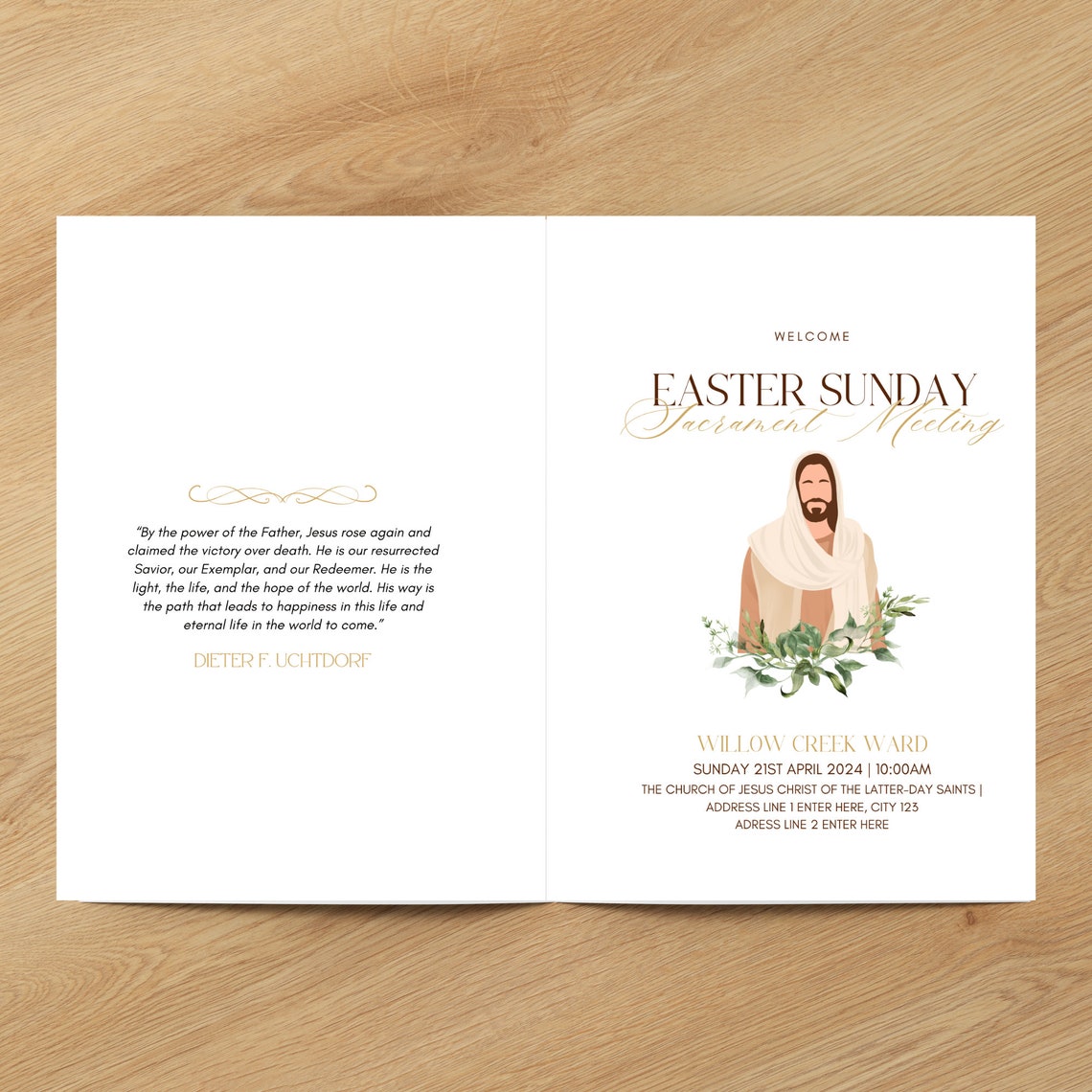 LDS Easter Service Program Editable Template - Minimal Editable ...