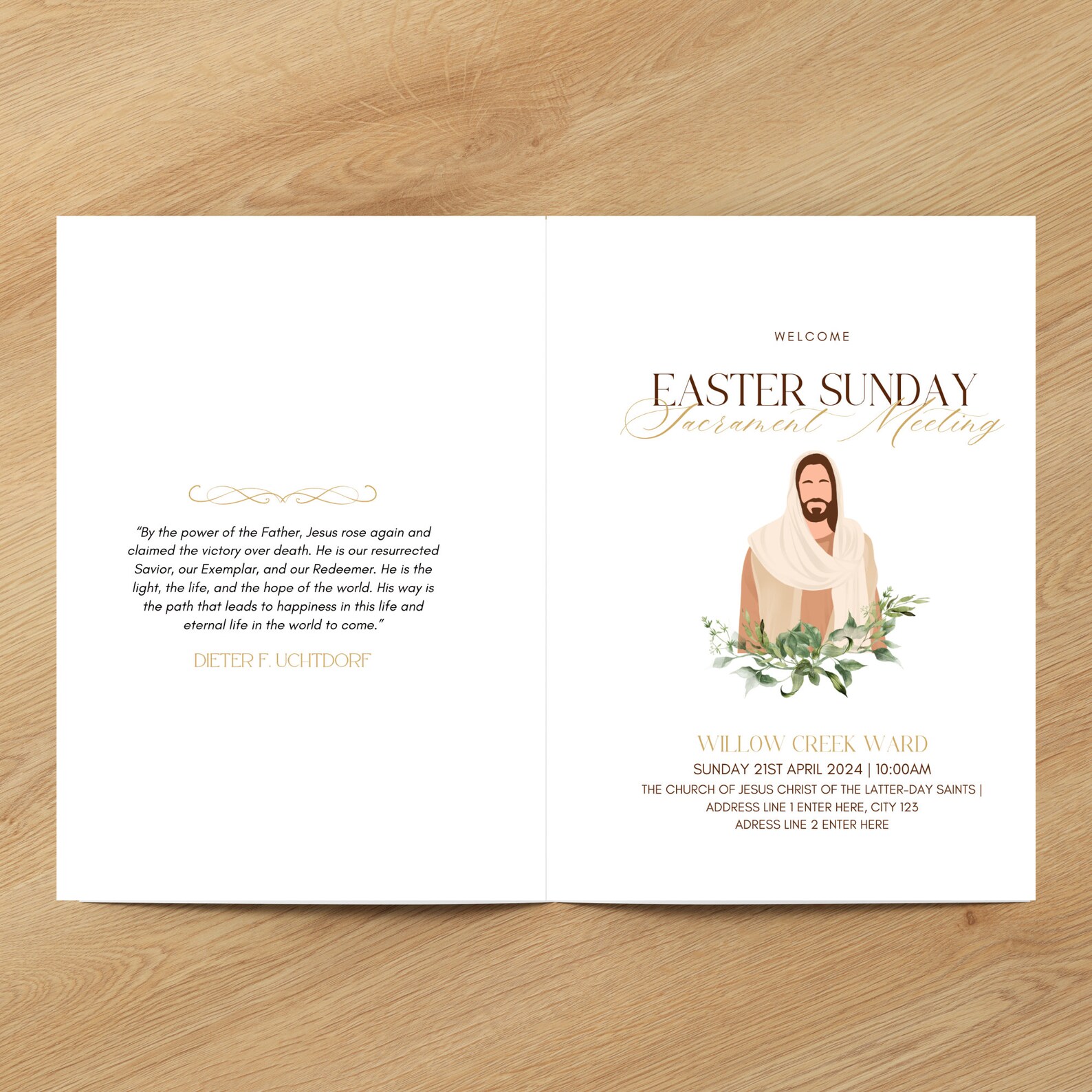 LDS Easter Service Program Editable Template - Minimal Editable ...