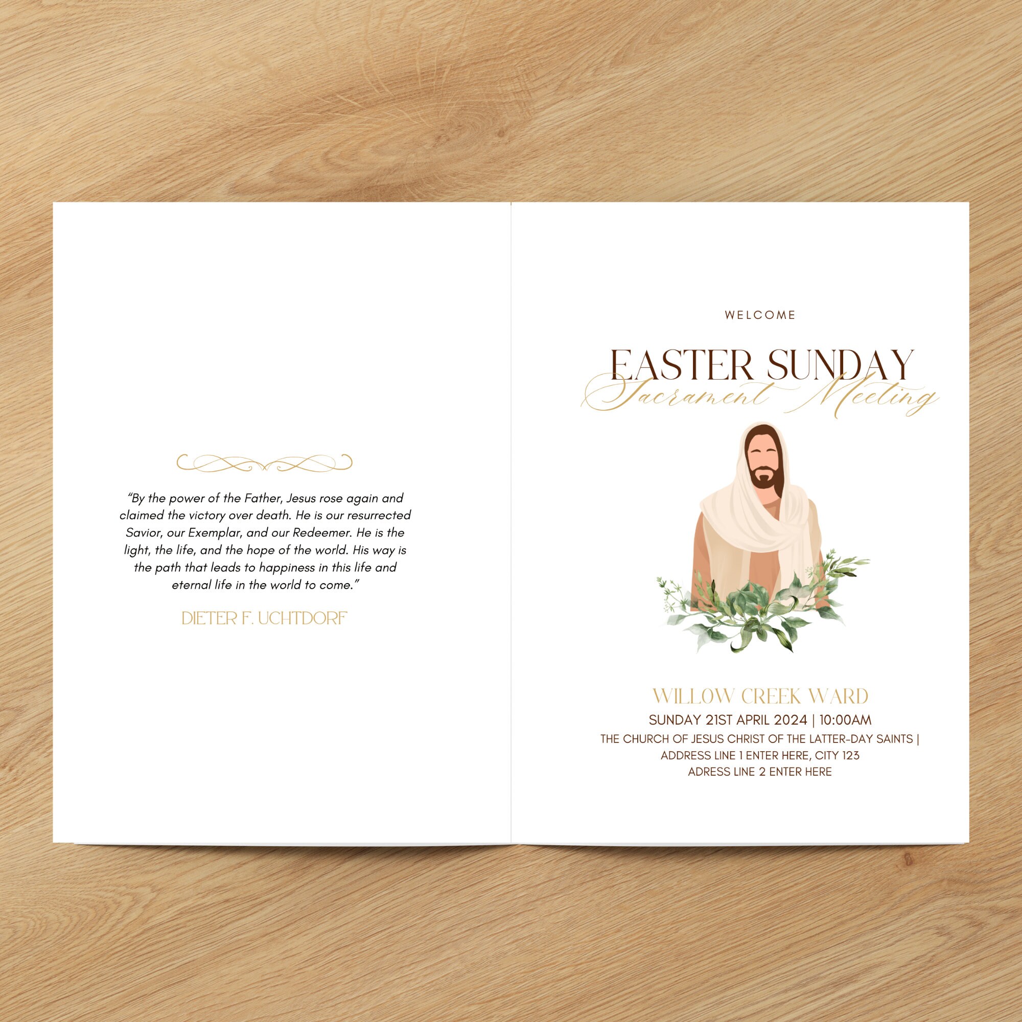 LDS Easter Service Program Editable Template - Minimal Editable ...