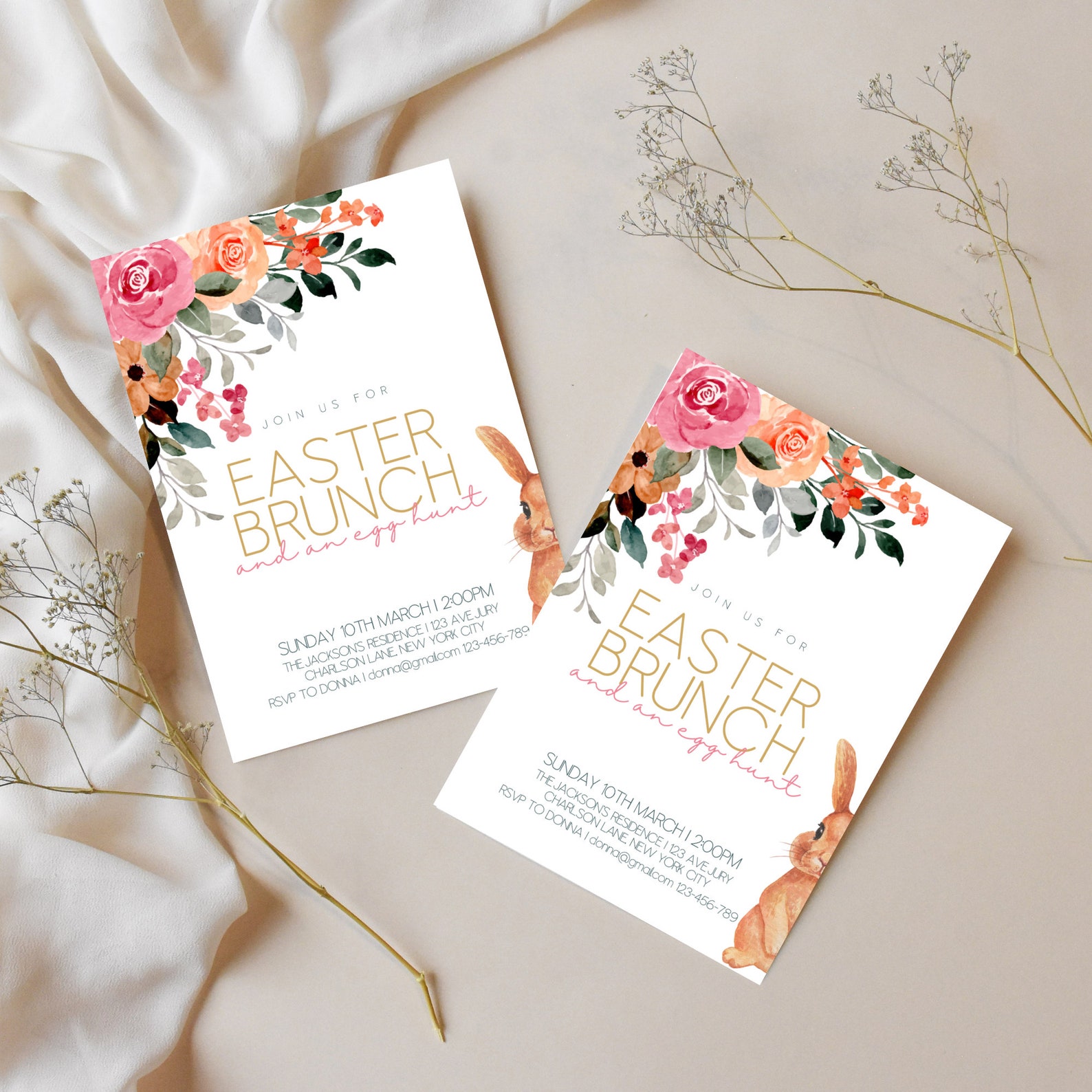 Easter Brunch Invitation Template Easter Holiday Brunch and Egg Hunt ...