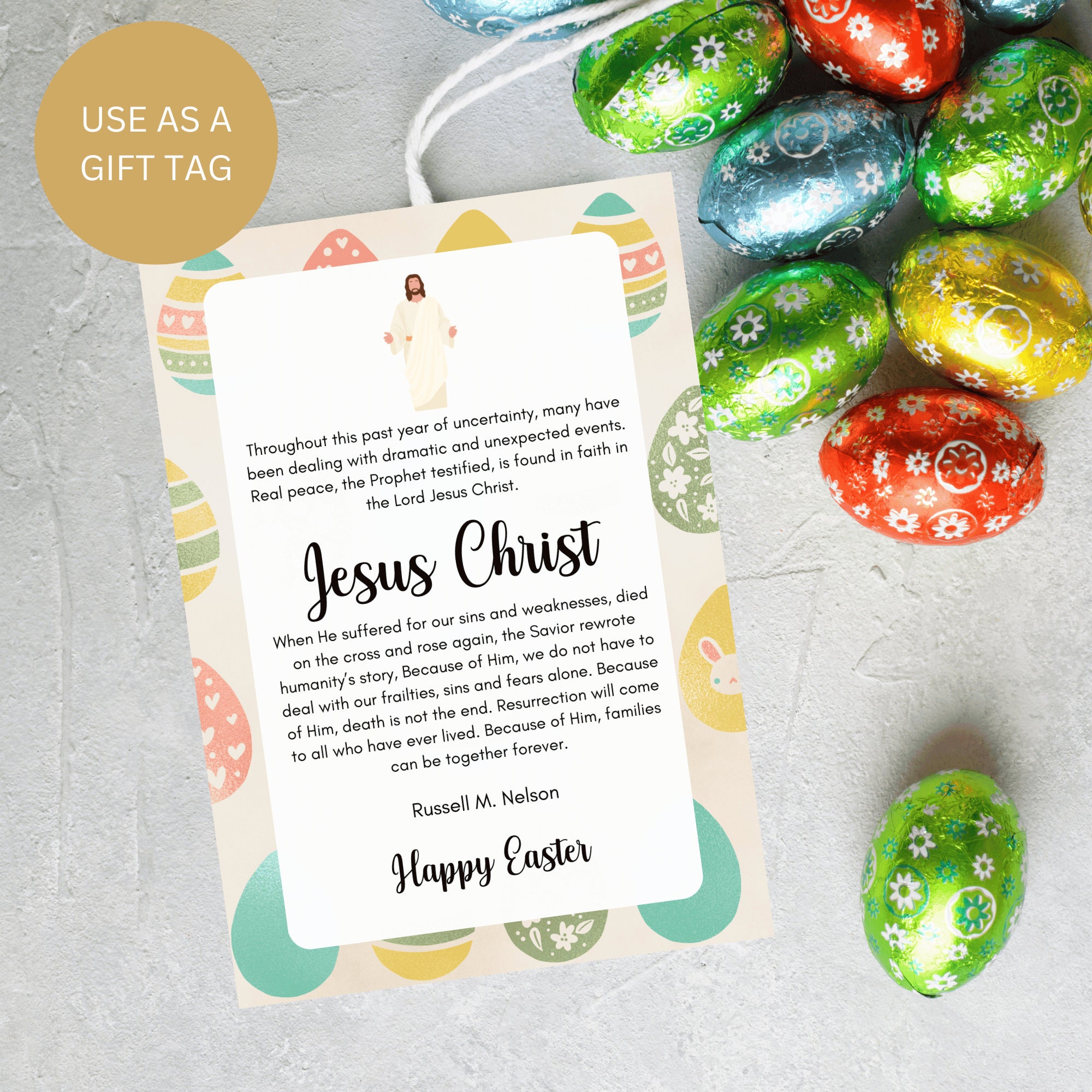 LDS Easter Printable, Easter Ministering Card, Easter Gift, Because of ...
