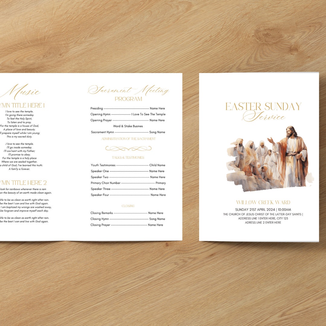 LDS Easter Service Program Editable Template - Minimal Editable ...