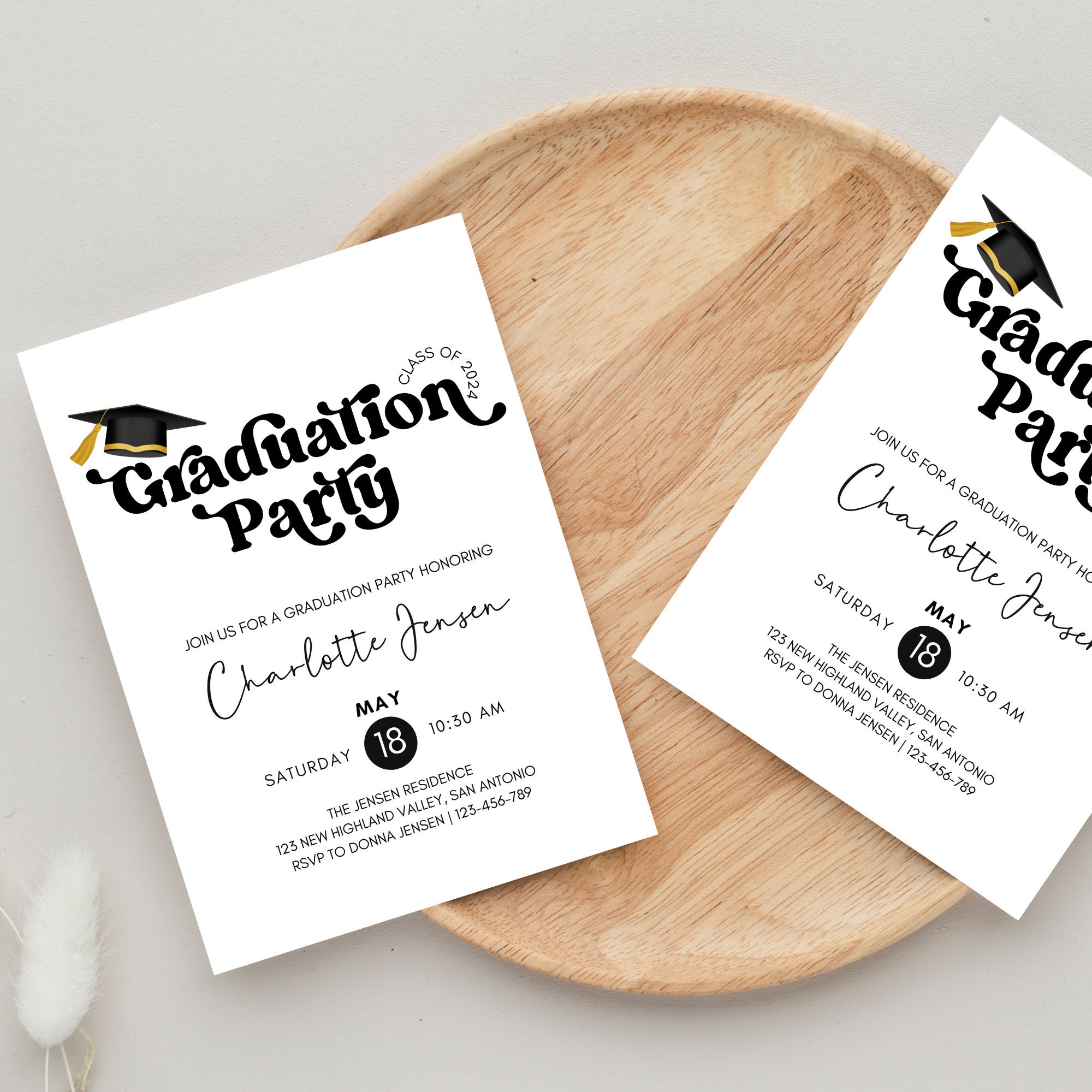 Minimalistic Graduation Party Invitation Senior Announcement, Grad ...