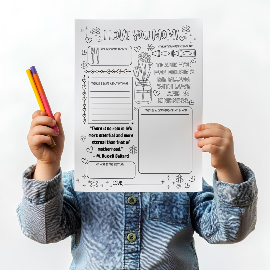 LDS Primary Mothers Day Worksheet, Lds Activity Sheet, Instant Download ...