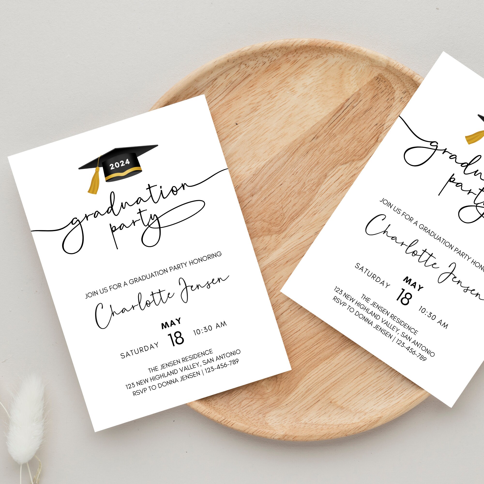 Minimalistic Graduation Party Invitation Senior Announcement, Grad ...