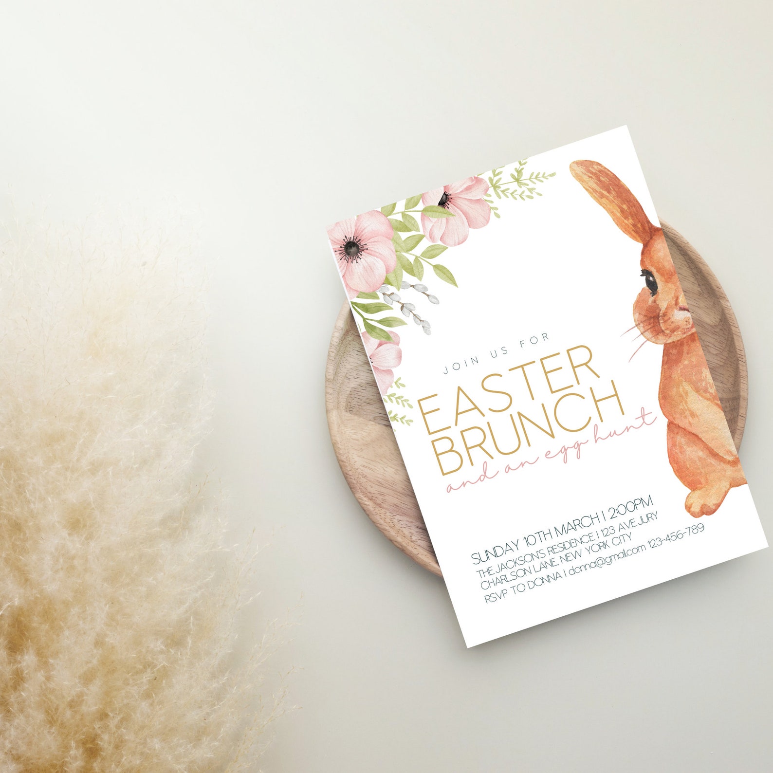 Easter Brunch Invitation Template Easter Invite, Brunch and Egg Hunt ...