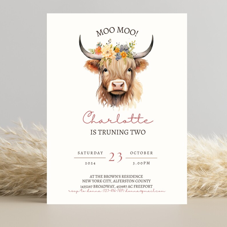 Holy Cow Moo Moo Invitation Template Cow Themed Invitation Editable and ...