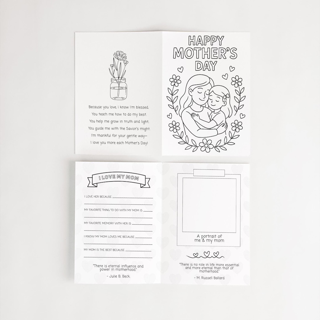 LDS Primary Mothers Day Card, Activity Sheet, Instant Download, Primary ...