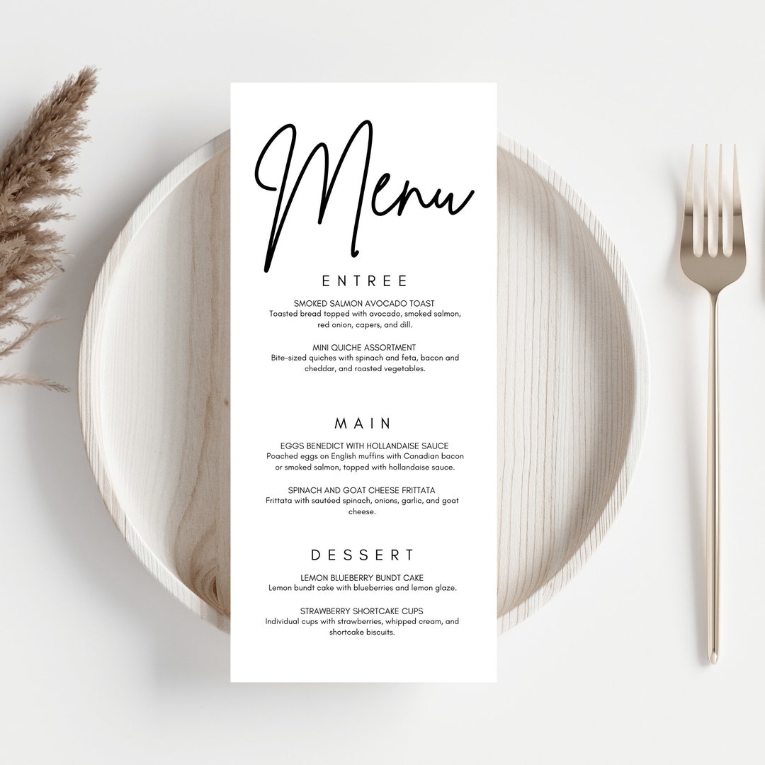 Minimalist Menu Template, Minimalist Brunch Menu, Dinner, Brunch, Lunch ...