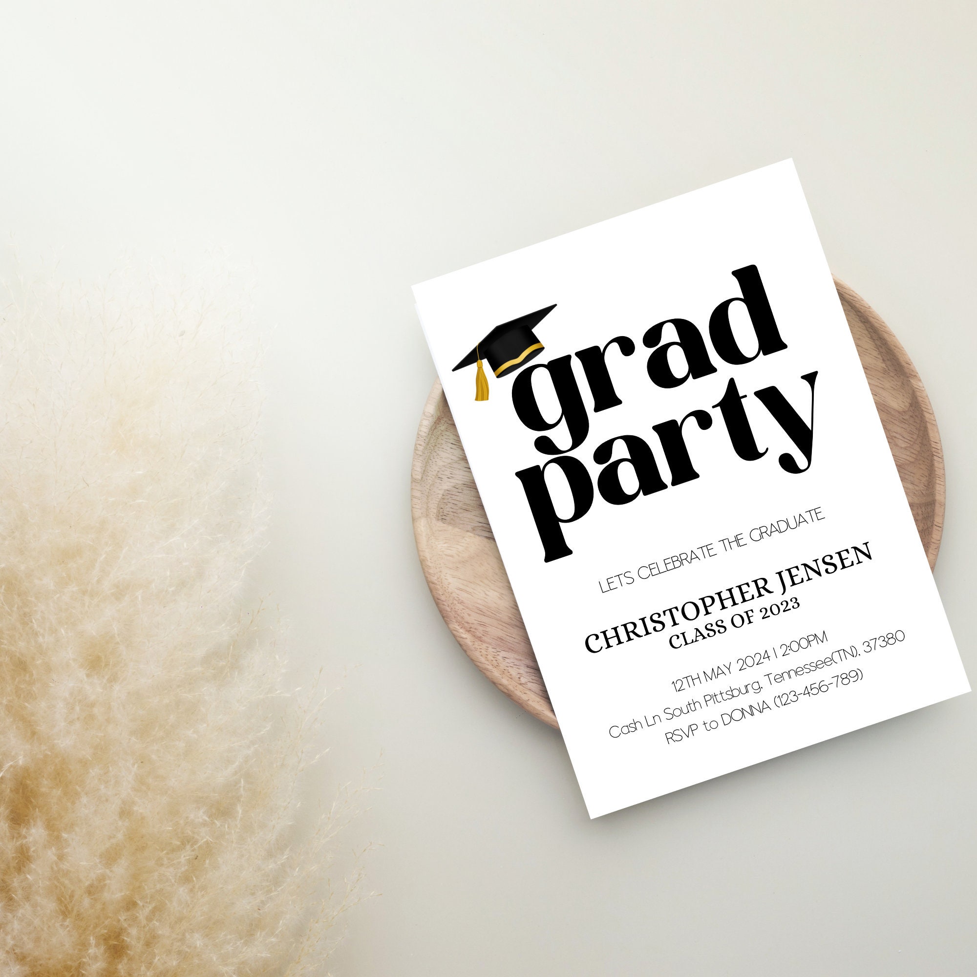 Minimalist Graduation Party Invitation Senior Announcement, Grad ...