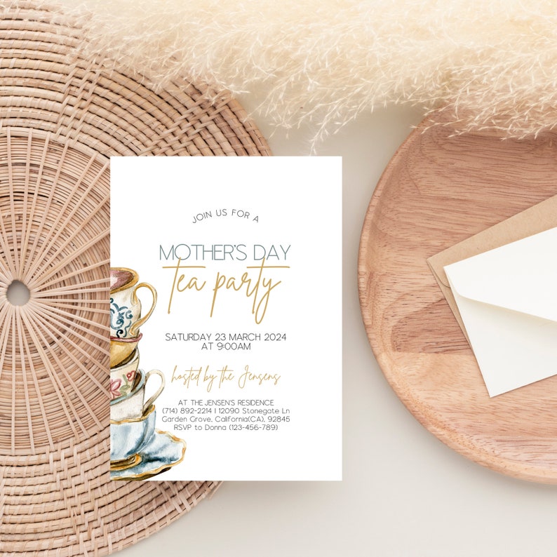 Mothers Day Tea Party Invitation Template, Brunch Invitation, Dinner ...