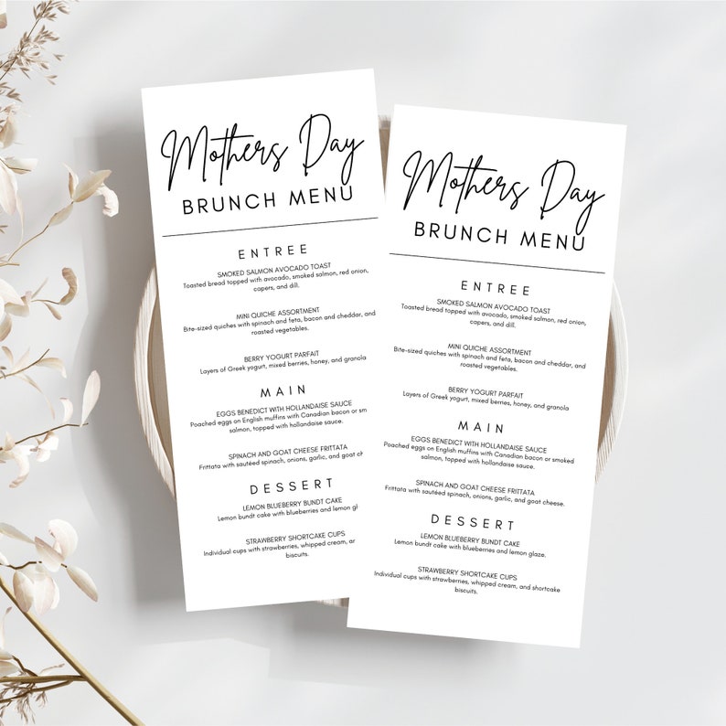 Minimalistic Mother's Day Brunch Menu Template, Brunch Menu ...