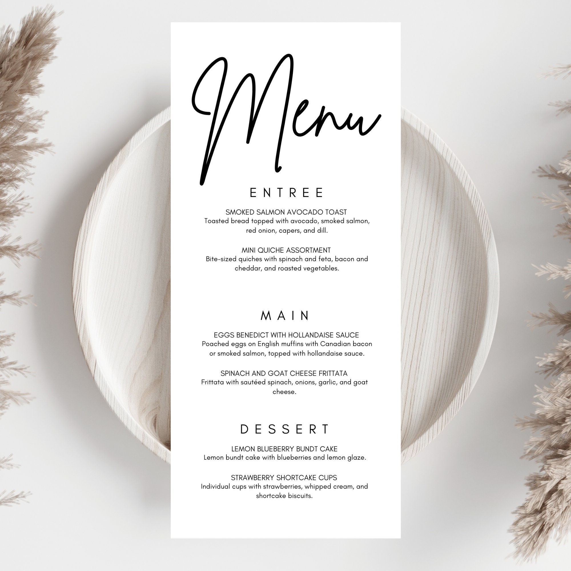 Minimalist Menu Template, Minimalist Brunch Menu, Dinner, Brunch, Lunch ...