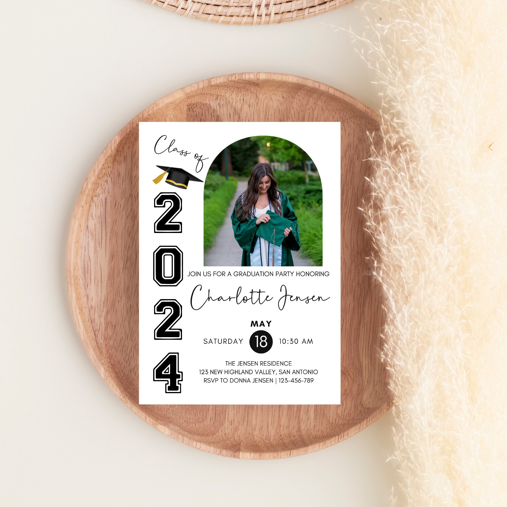 Minimalistic Graduation Party Invitation Senior Announcement, Grad ...