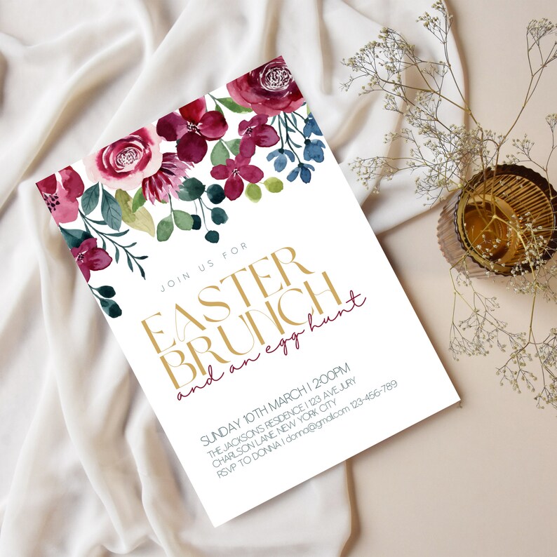 Easter Brunch Invitation Template - Easter Holiday Brunch and Egg Hunt ...