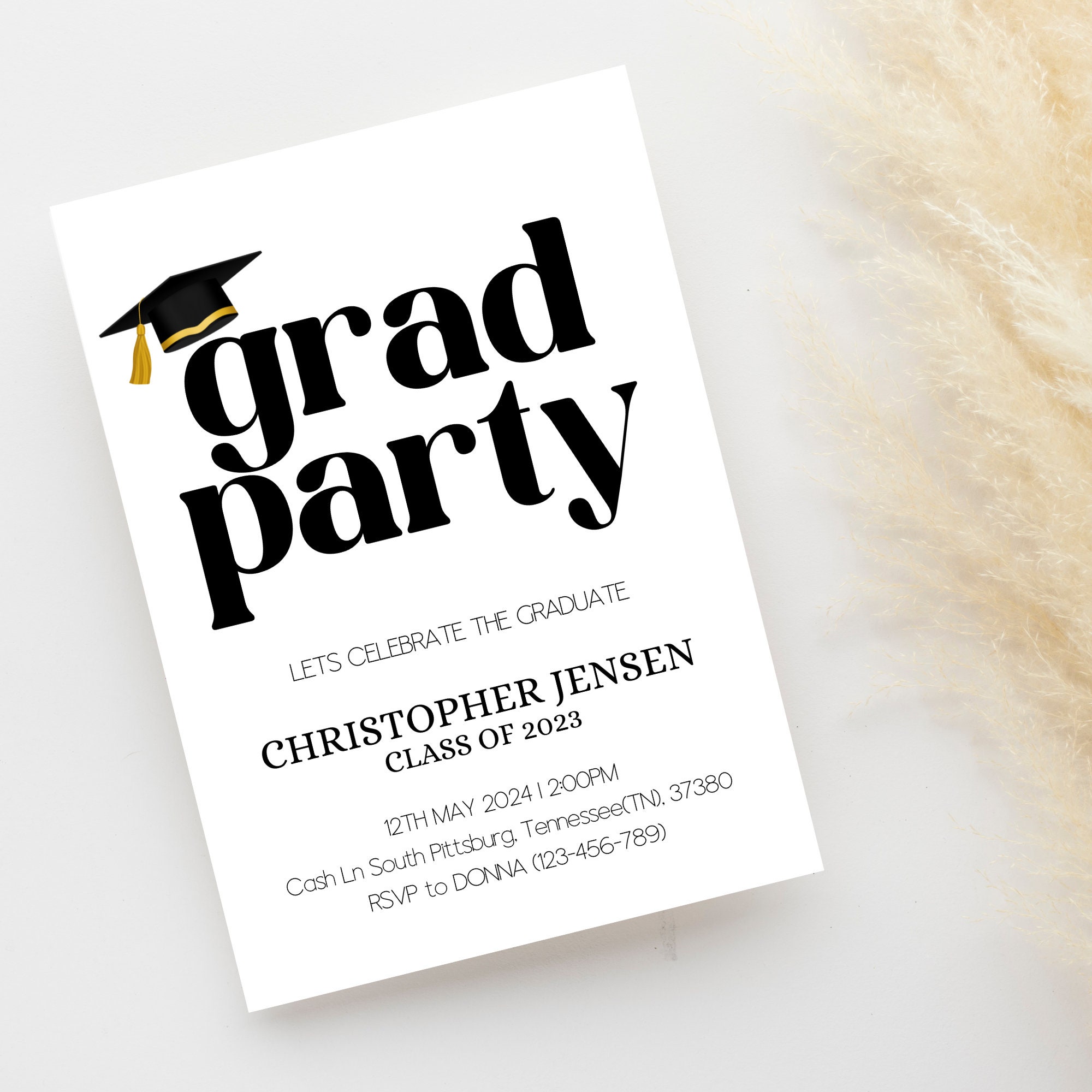 Minimalist Graduation Party Invitation Senior Announcement, Grad ...