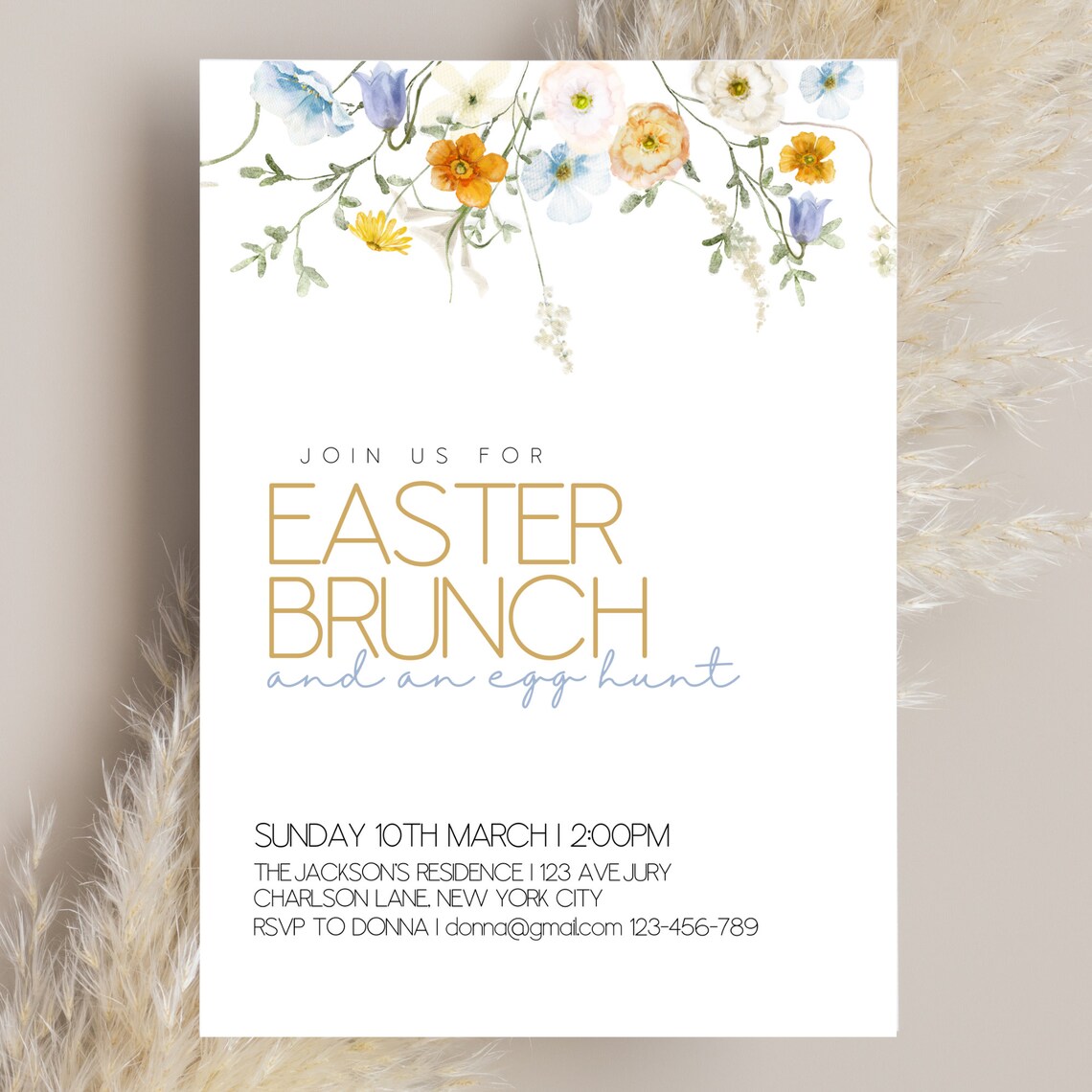 Easter Brunch Invitation Template Easter Invite, Brunch and Egg Hunt ...