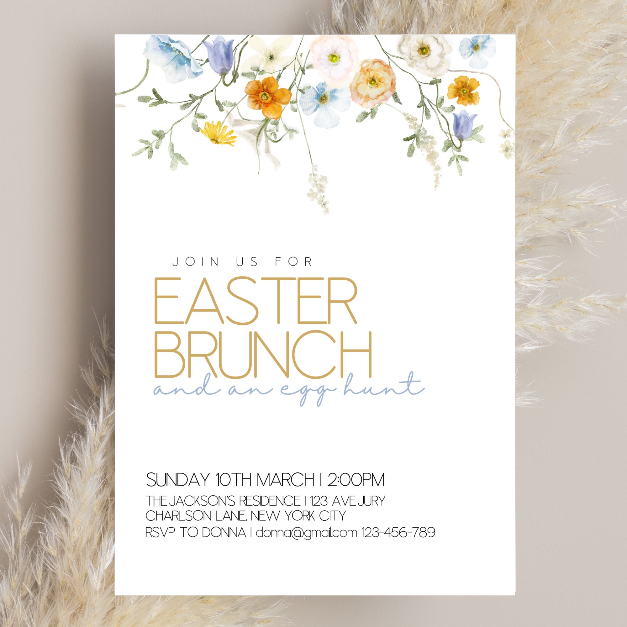 Easter Brunch Invitation Template Easter Invite, Brunch and Egg Hunt ...