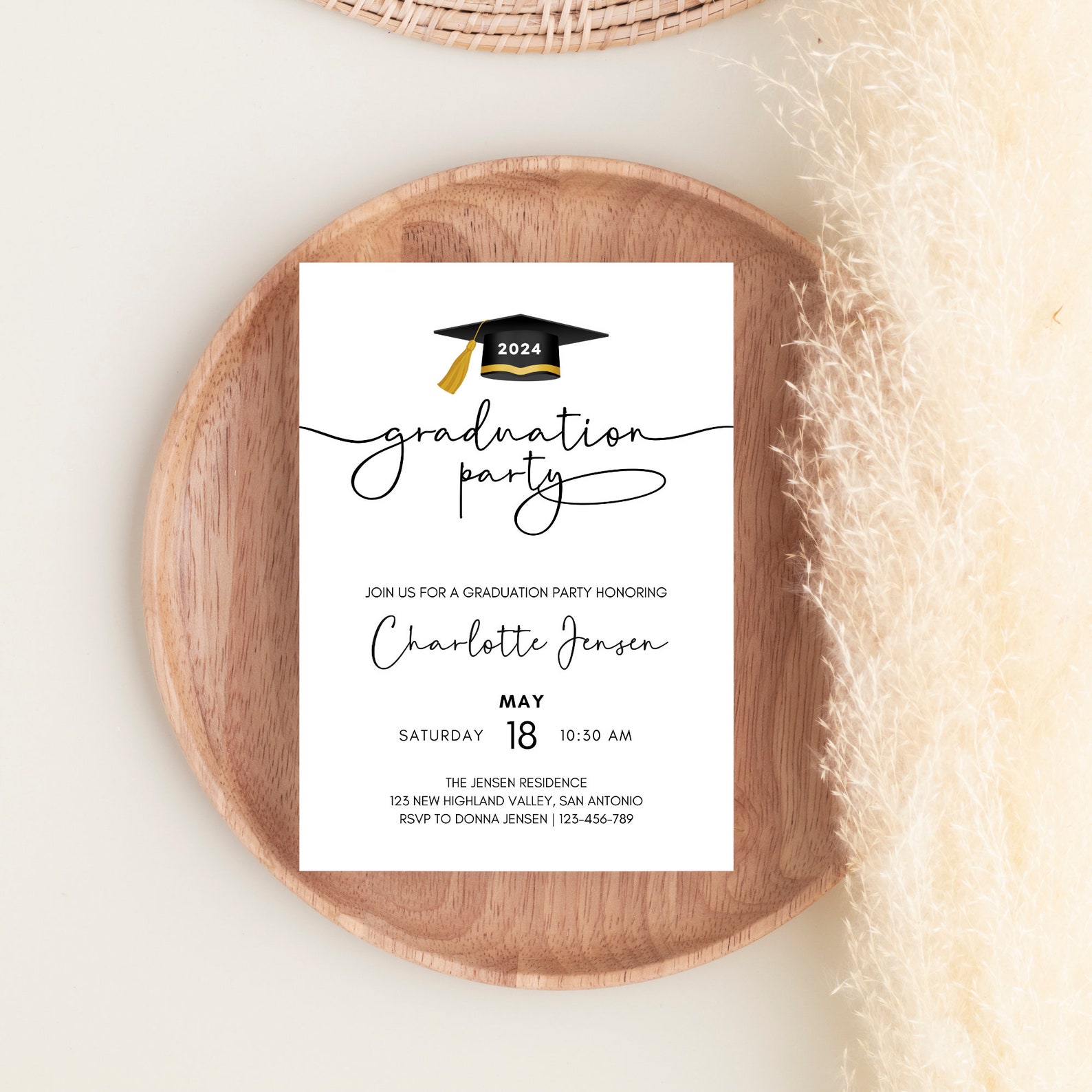 Minimalistic Graduation Party Invitation - Senior Announcement, Grad ...