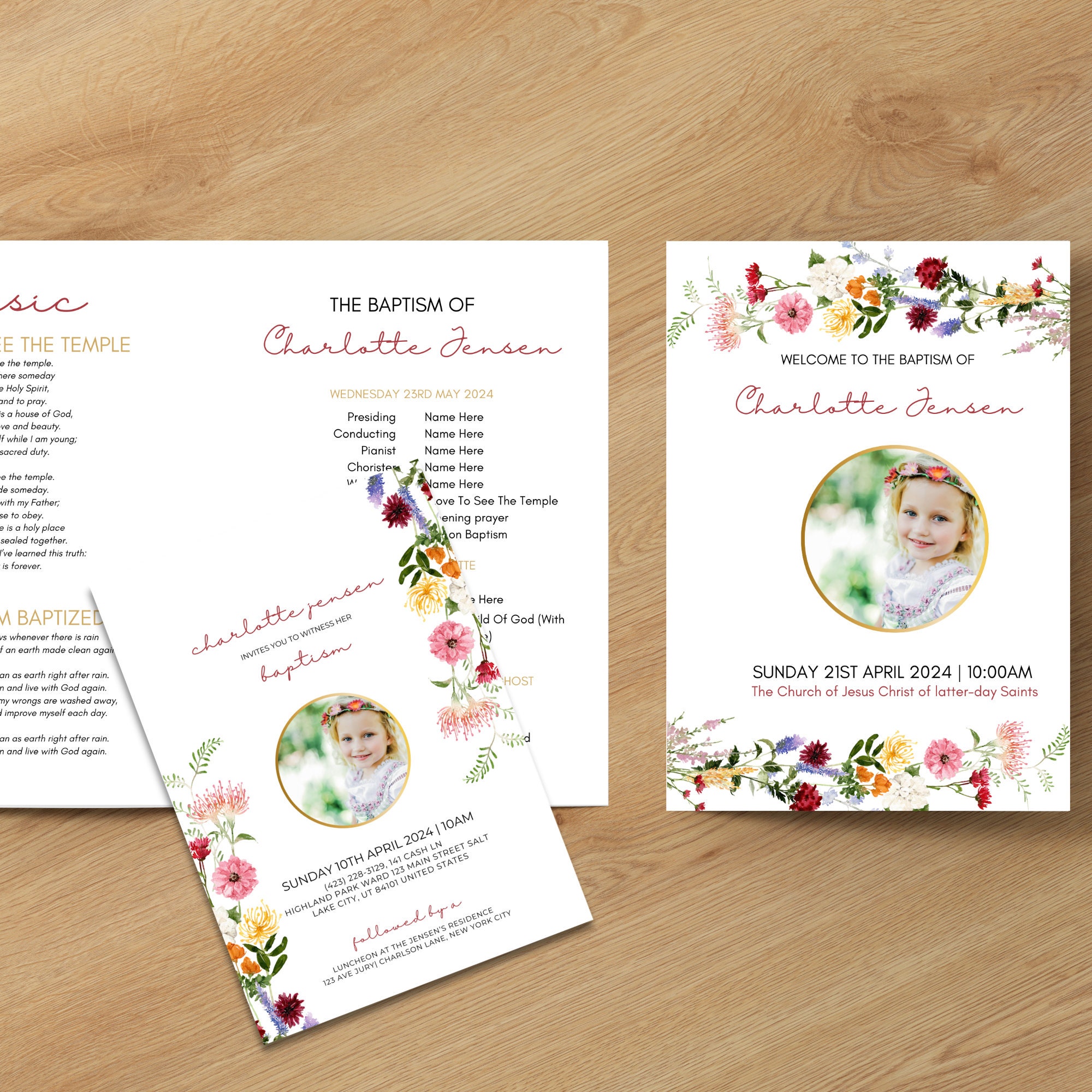 LDS Baptism Program Editable Template - Minimalistic Editable Template ...