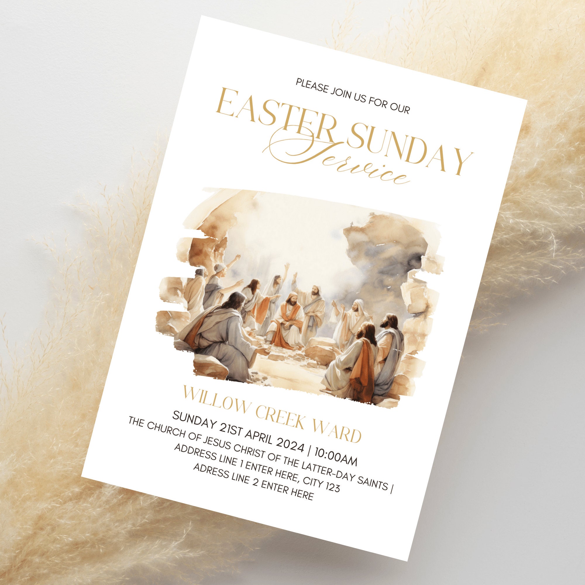 LDS Easter Sunday Service Invitation Template - Minimalistic, He is ...