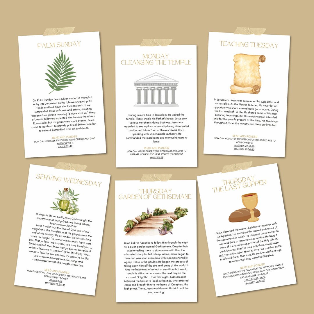 LDS Easter Holy Week Story/study Guide Cards Printable Cards for Easter ...