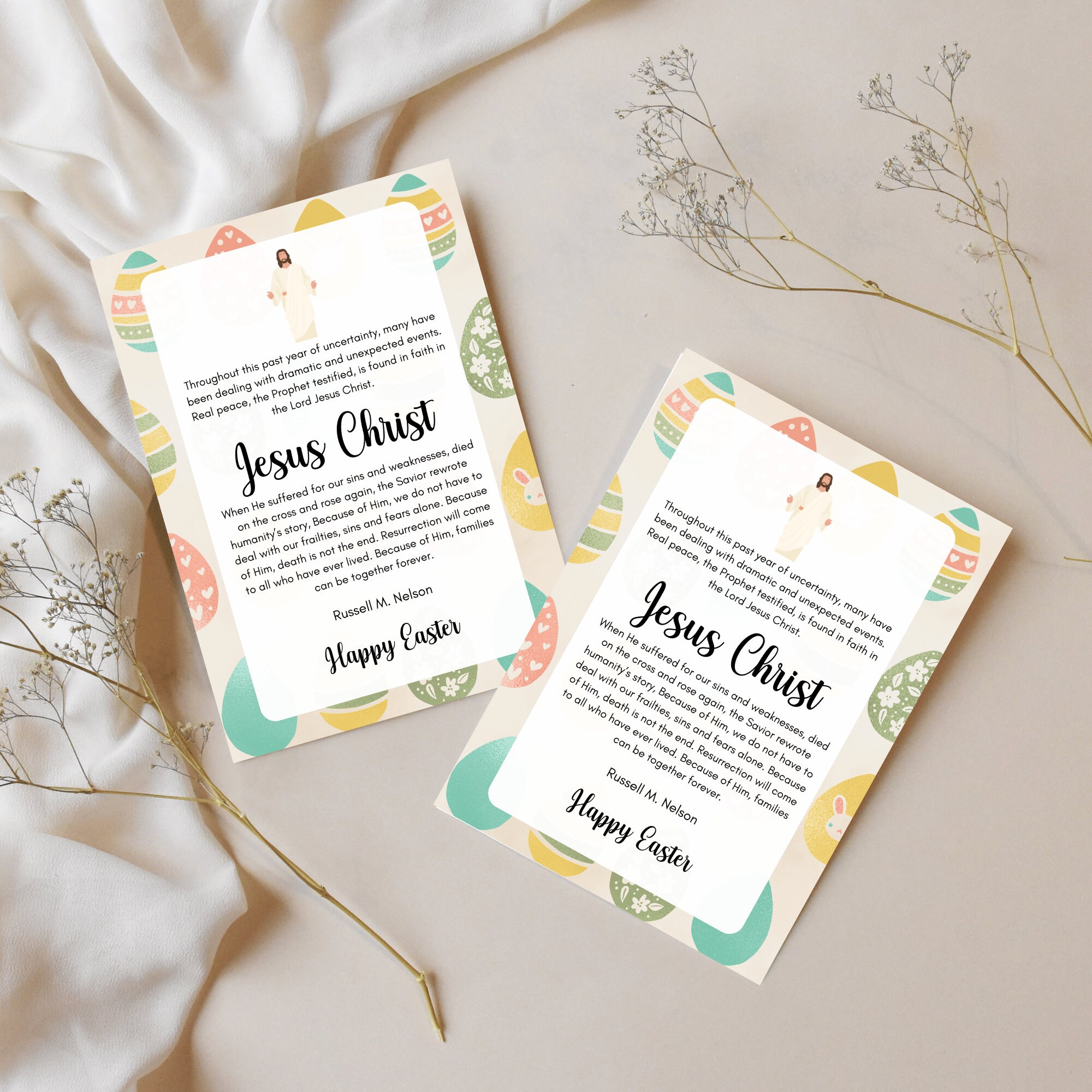 LDS Easter Printable, Easter Ministering Card, Easter Gift, Because of ...