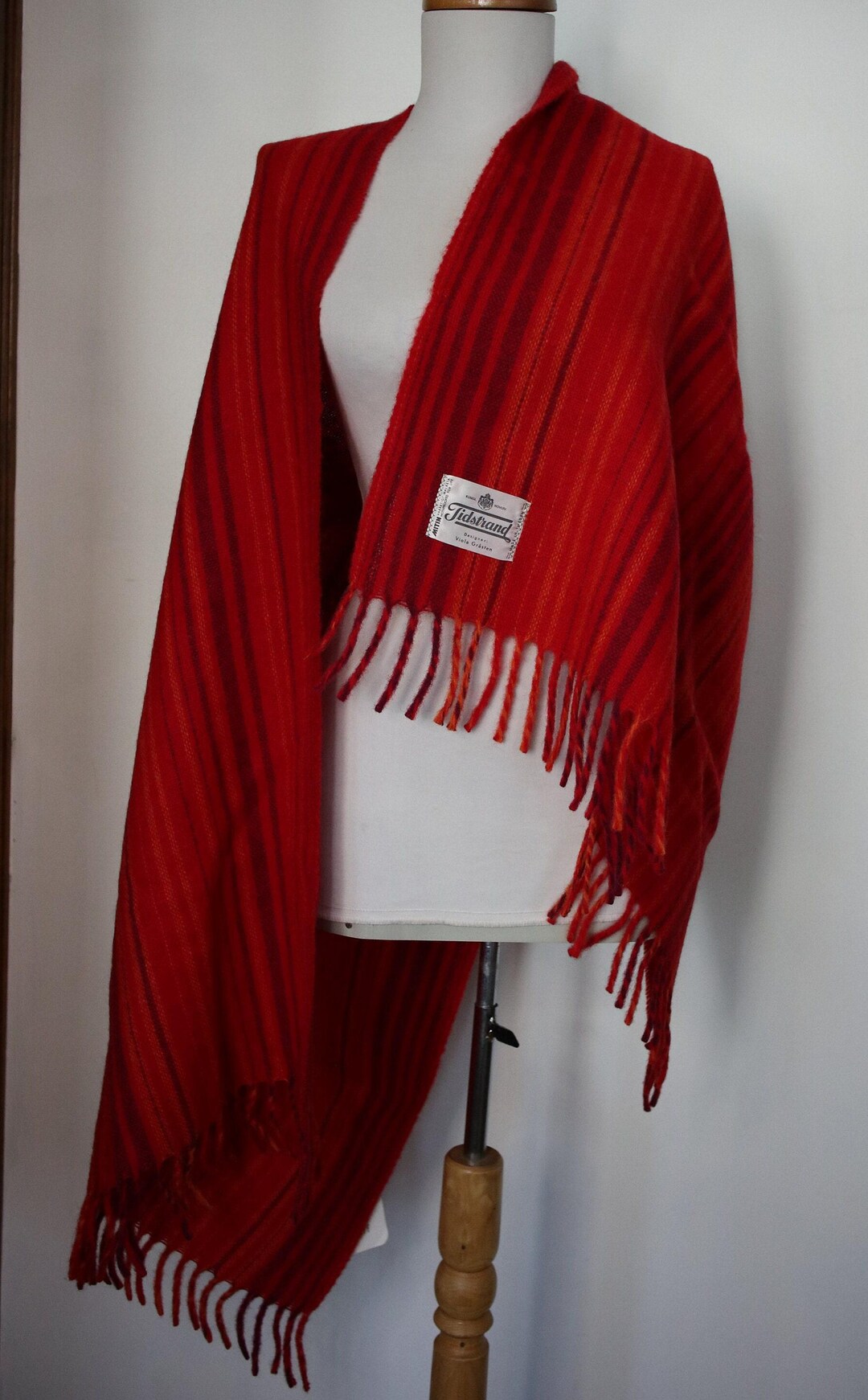 1960s Vintage Tidstrand Swedish Red Wool Wrap Shawl Scarf - Etsy