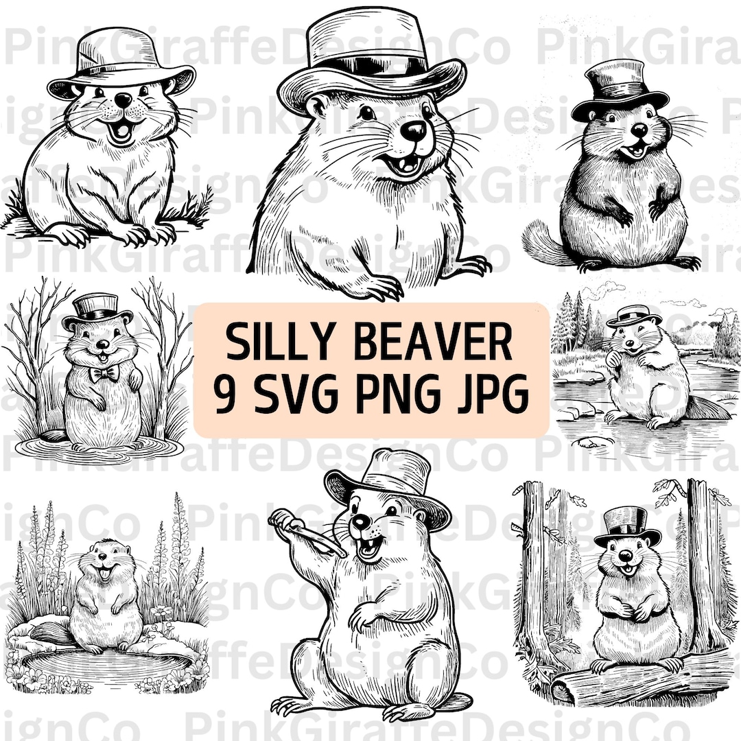 Beaver SVG Bundle, Funny Beaver PNG File, Wildlife Vector, Nature Scene ...