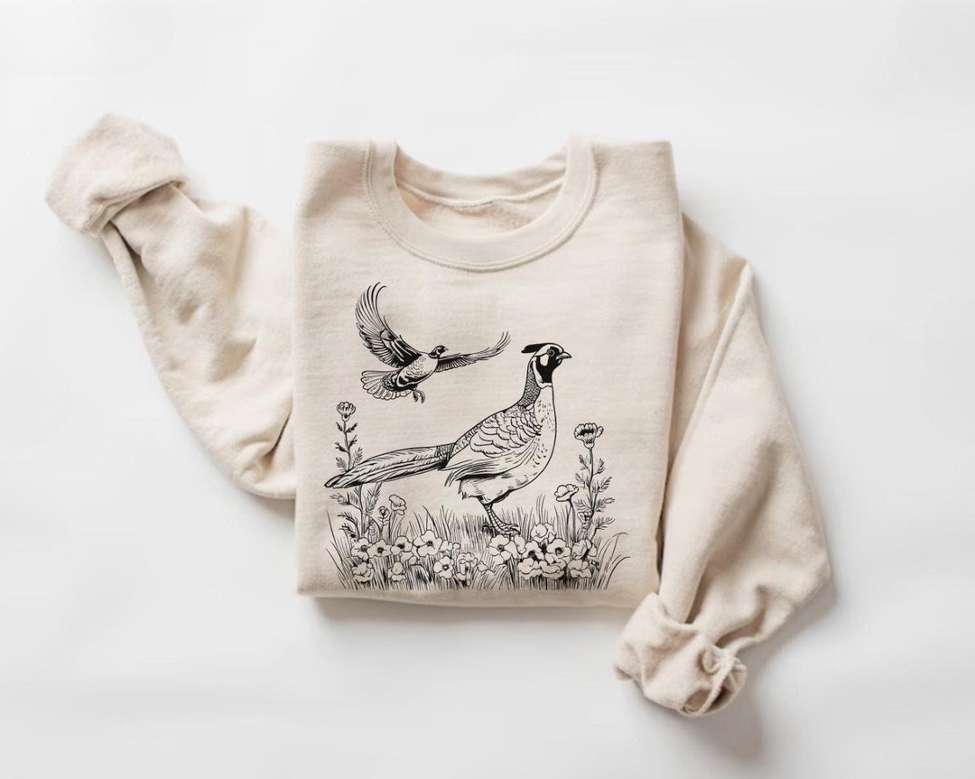 Pheasant Wilderness Scene Sweatshirt, Wildlife Bird Sweater, Nature ...