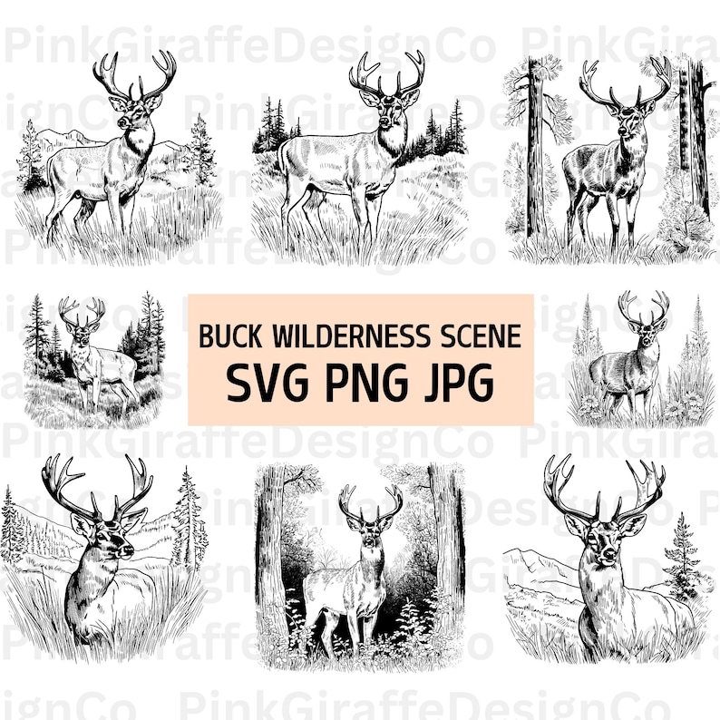 Whitetail Deer SVG Bundle, Deer Hunting PNG, Buck Illustration ...