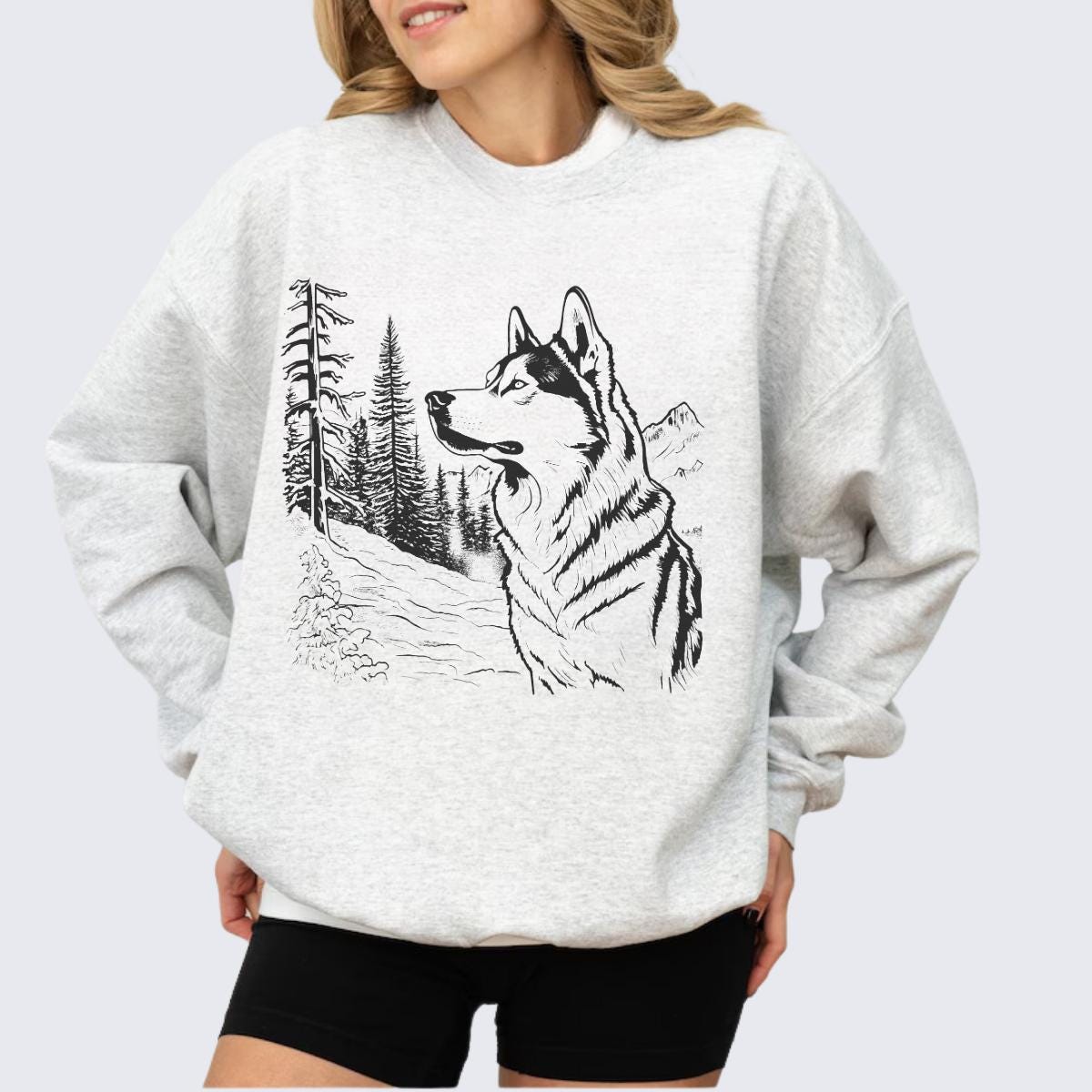 Retro Husky Sweatshirt, Vintage Style Wildlife Crewneck Sweater ...