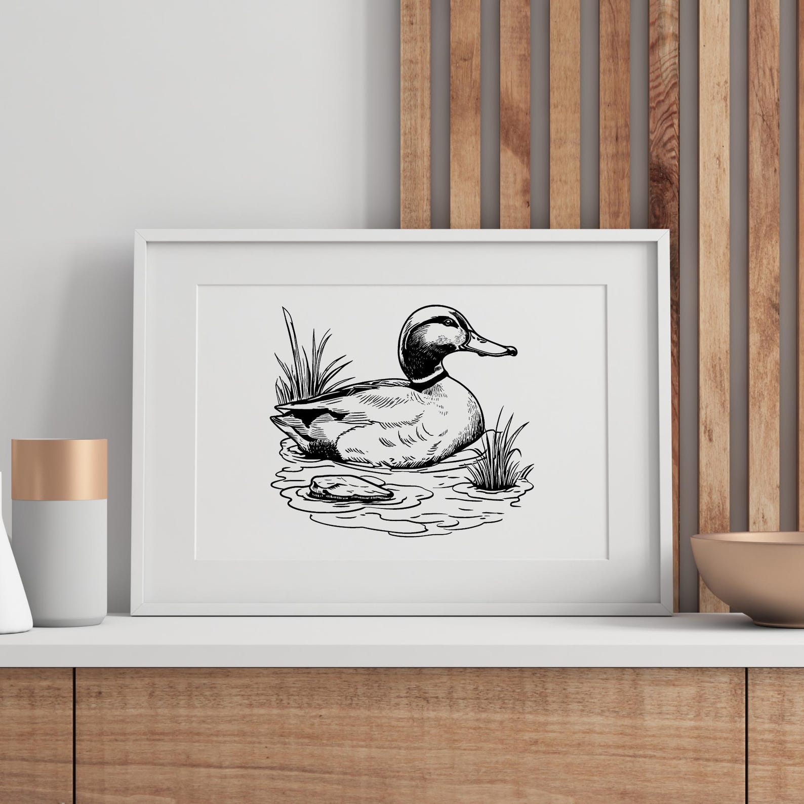 Mallard in the Wilderness Marsh Scene SVG Bundle, Detailed Bird Duck ...