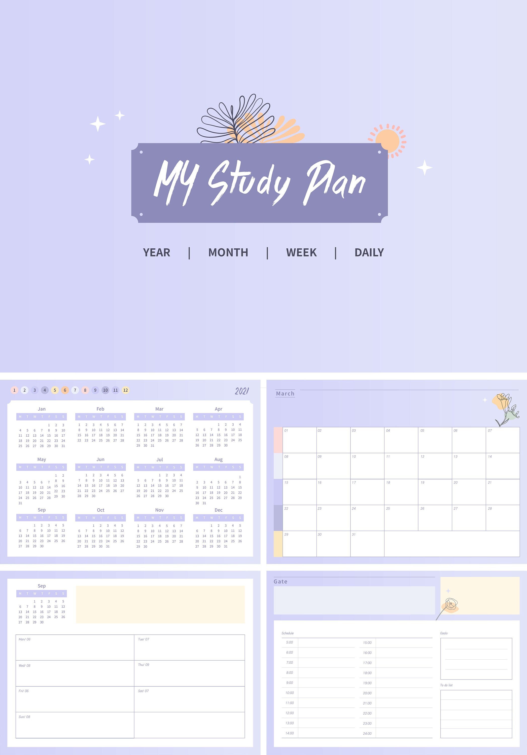 Study Calander Template，printable Study Planner，lesson Plan Template - Etsy
