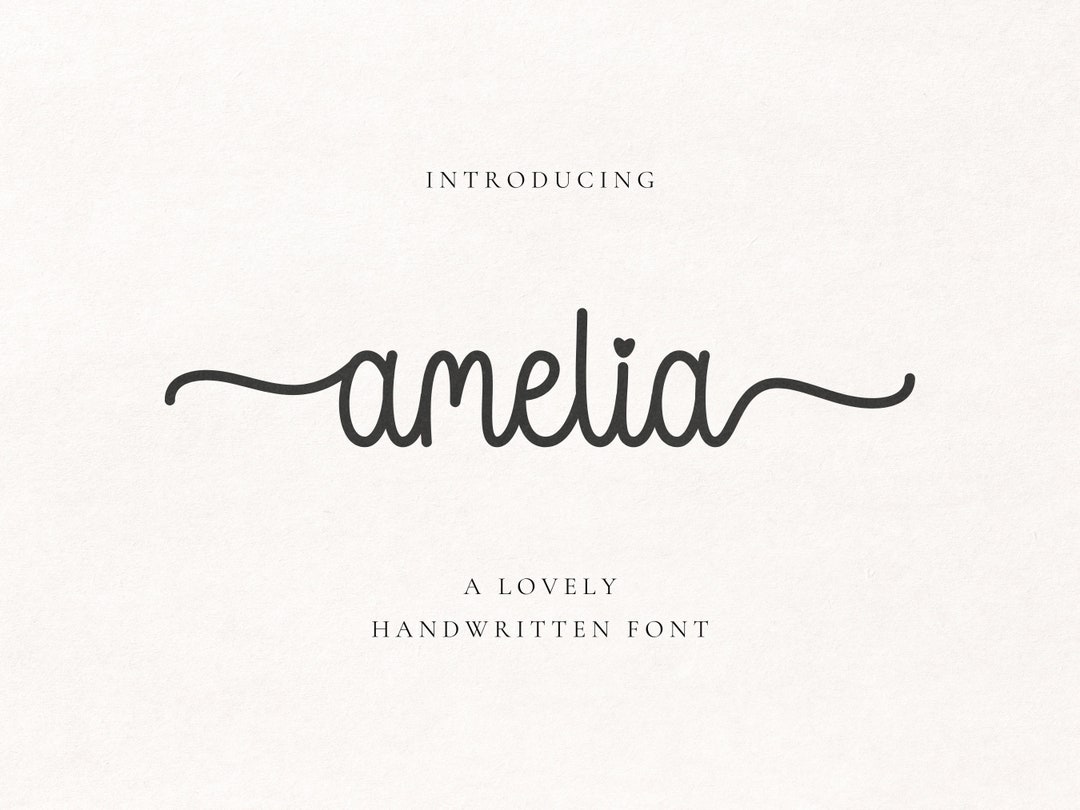 Amelia Font, Script Font, Cursive Font, Heart Font, Calligraphy Font ...