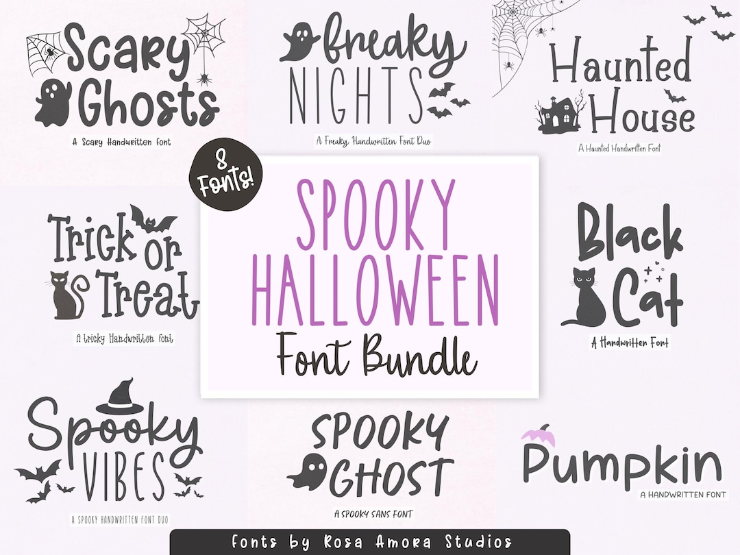 Halloween Font Bundle, Halloween Fonts, Font Bundle, Spooky Font, Ghost ...