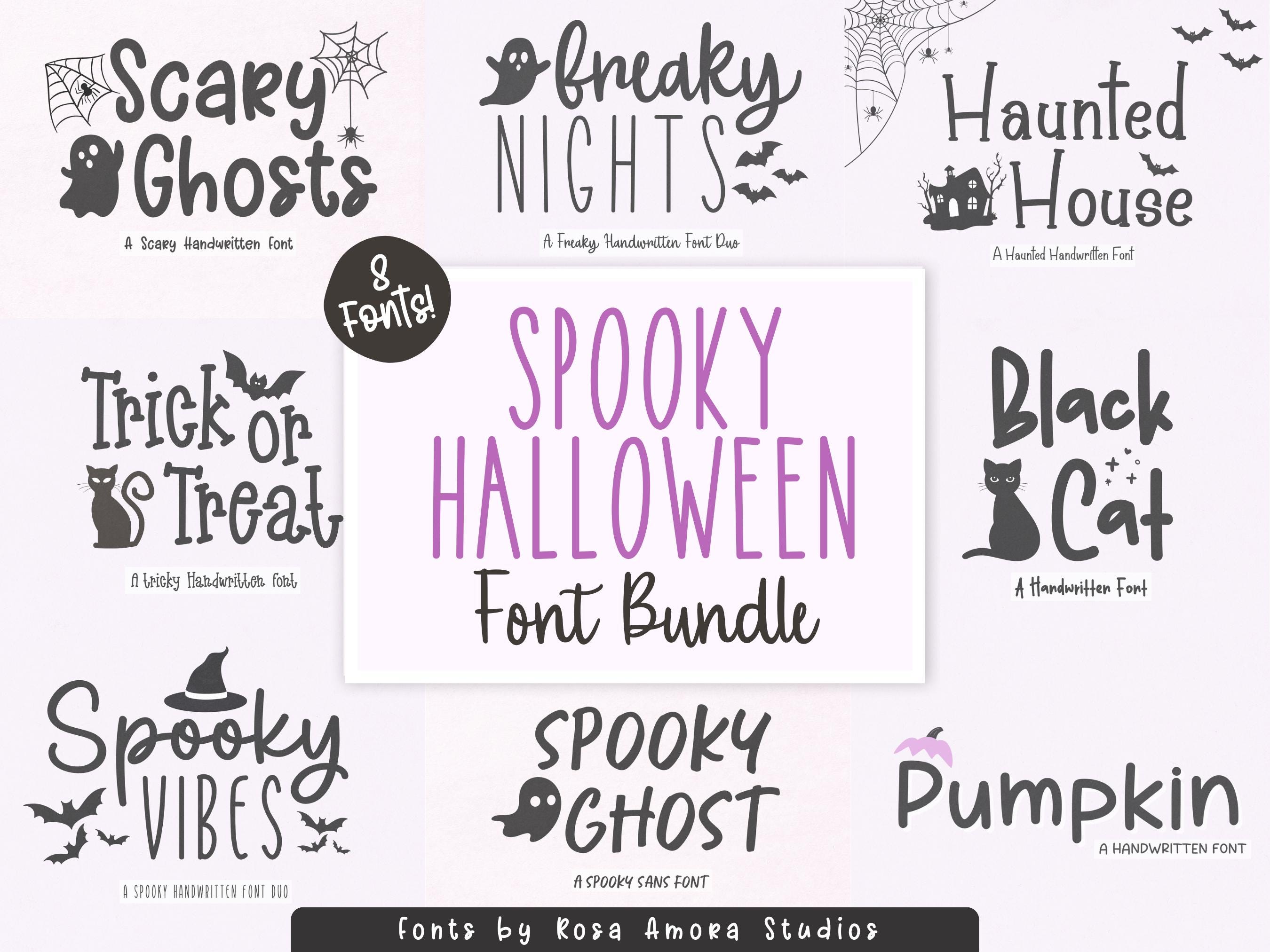 Halloween Font Bundle, Halloween Fonts, Font Bundle, Spooky Font, Ghost ...
