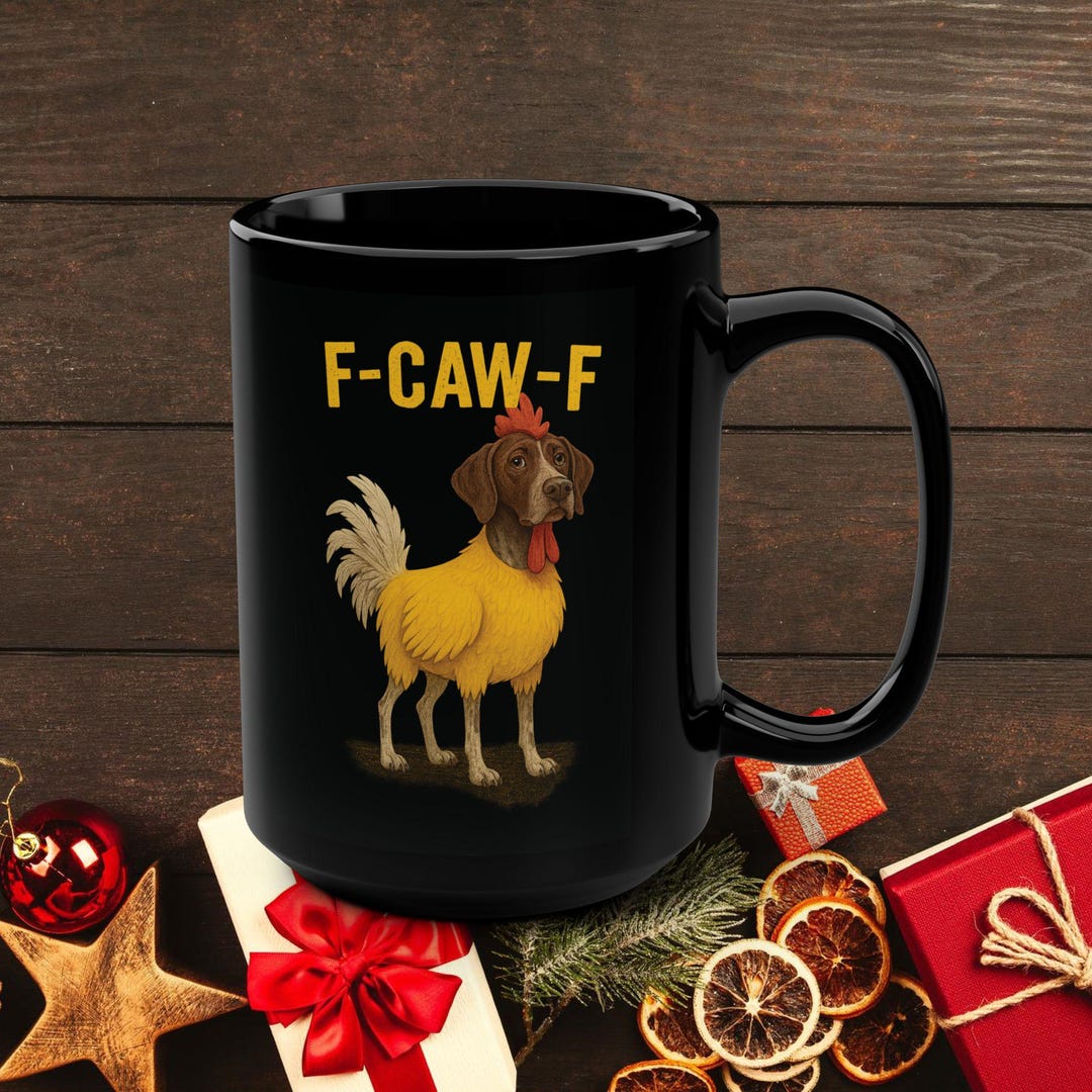 F-caw-f German Shorthair Pointer Dog Illustration Mug 15oz | Black ...
