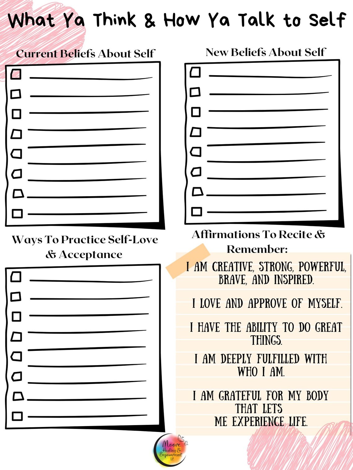 Self-love Worksheet - Etsy