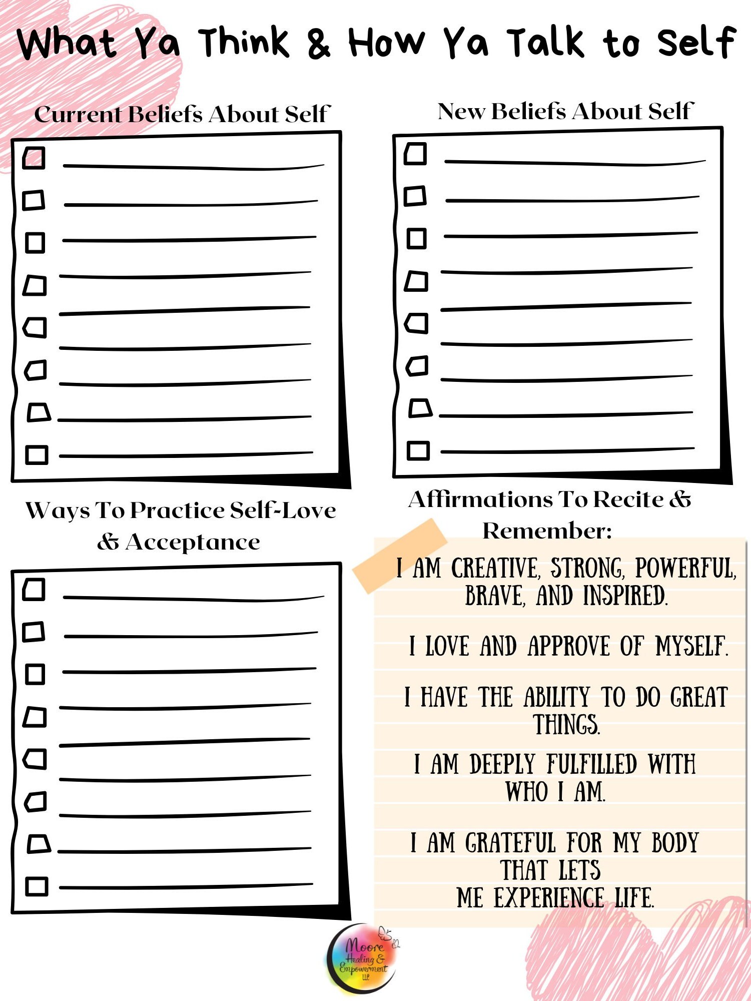 Self love Worksheet Etsy